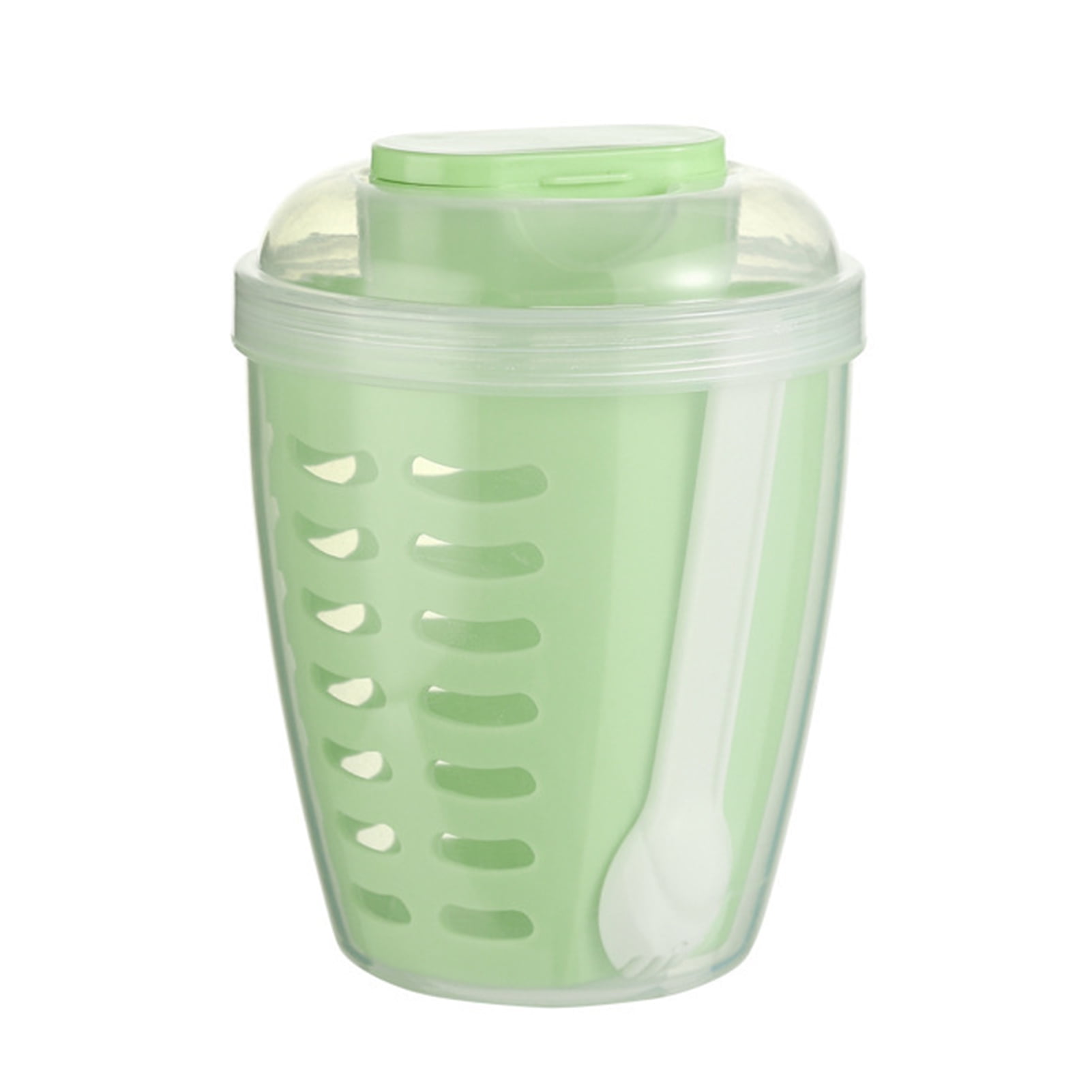 Fruit Salad Storage Cup with Lid And Spoon 650ml Double Layer Airtight ...