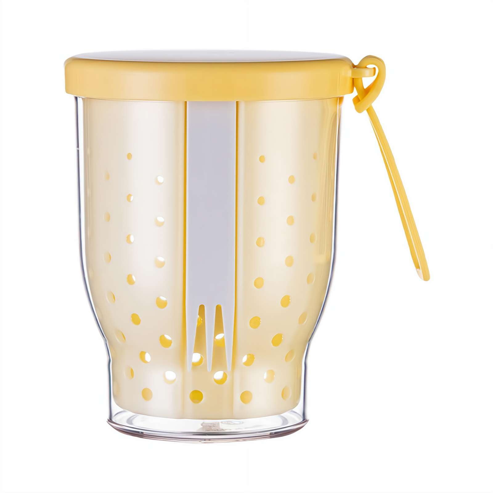 Fruit Salad Storage Cup With Lids Fork And Hand Rope,Portable Removable ...
