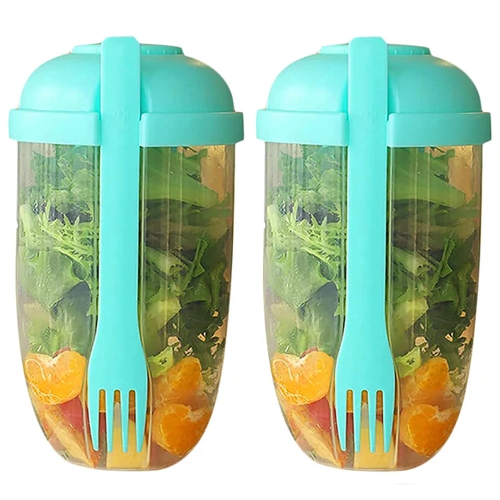 Fruit Salad Storage Cup With Lids and Fork,Plastic Airtight Food ...