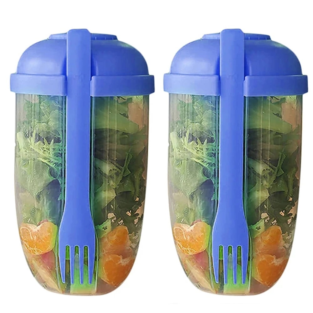Fruit Salad Storage Cup With Lids and Fork,Plastic Airtight Food ...