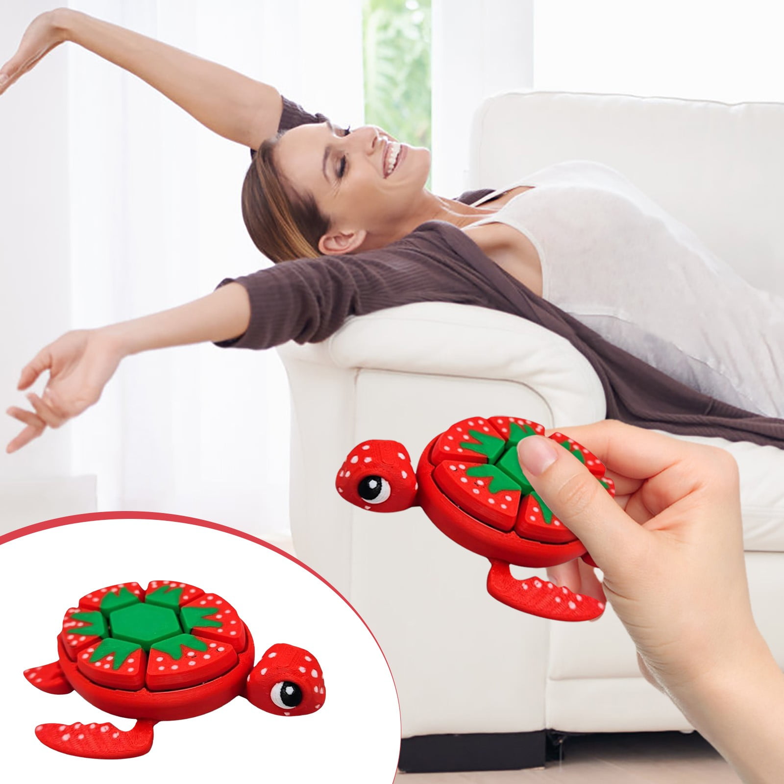 Fruit Series Turtle Hand Stimulation Clicker, Sensory Digital Desktop Fidget Toy, for Attention ...