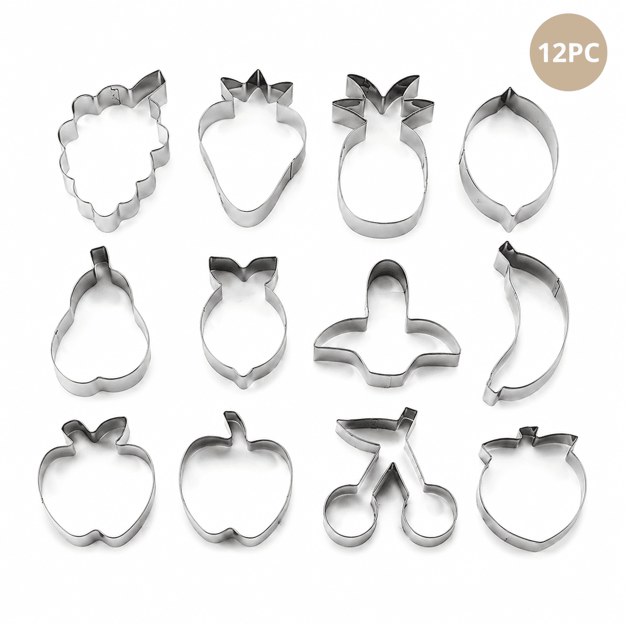 Fruit Shape Stainless Steel Cookie Cutter Set, 12-Piece Baking Molds ...
