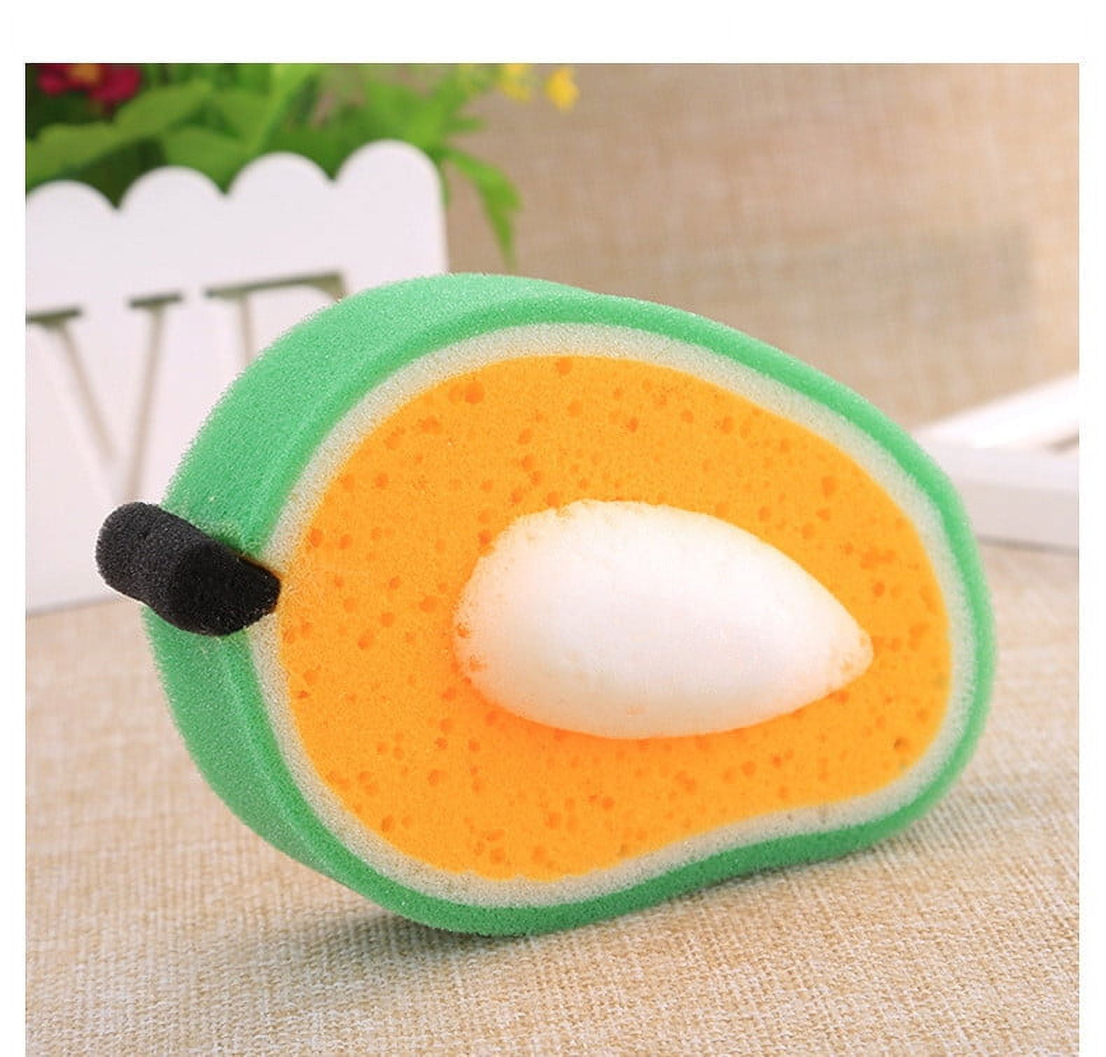 Fruit Shaped Bath Sponge Set - Kiwi, Orange, Melon, Strawberry Design ...
