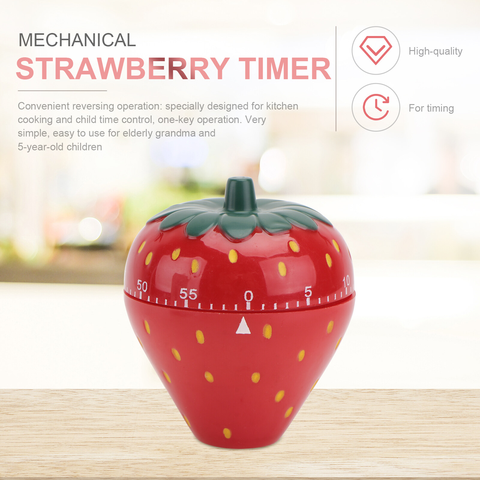 1Pc Fruit Shaped Kitchen Timer Decorative Mechanical Timing Device Red ...