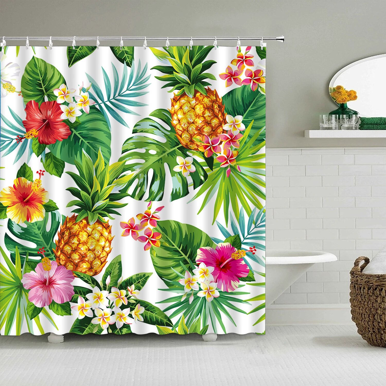 Fruit Shower Curtain Cartoon Cute Strawberry Watermelon Peach Pineapple