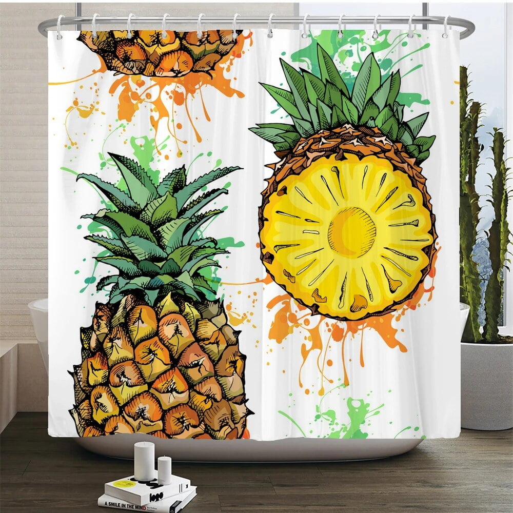 Fruit Shower Curtain Orange Banana Peach Watermelon Pattern Cute Kids ...