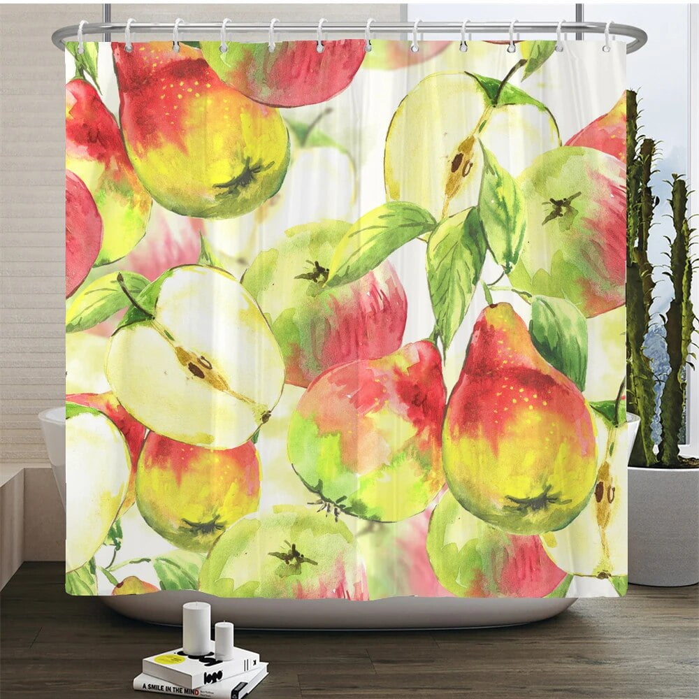 Fruit Shower Curtain Orange Banana Peach Watermelon Pattern Cute Kids ...