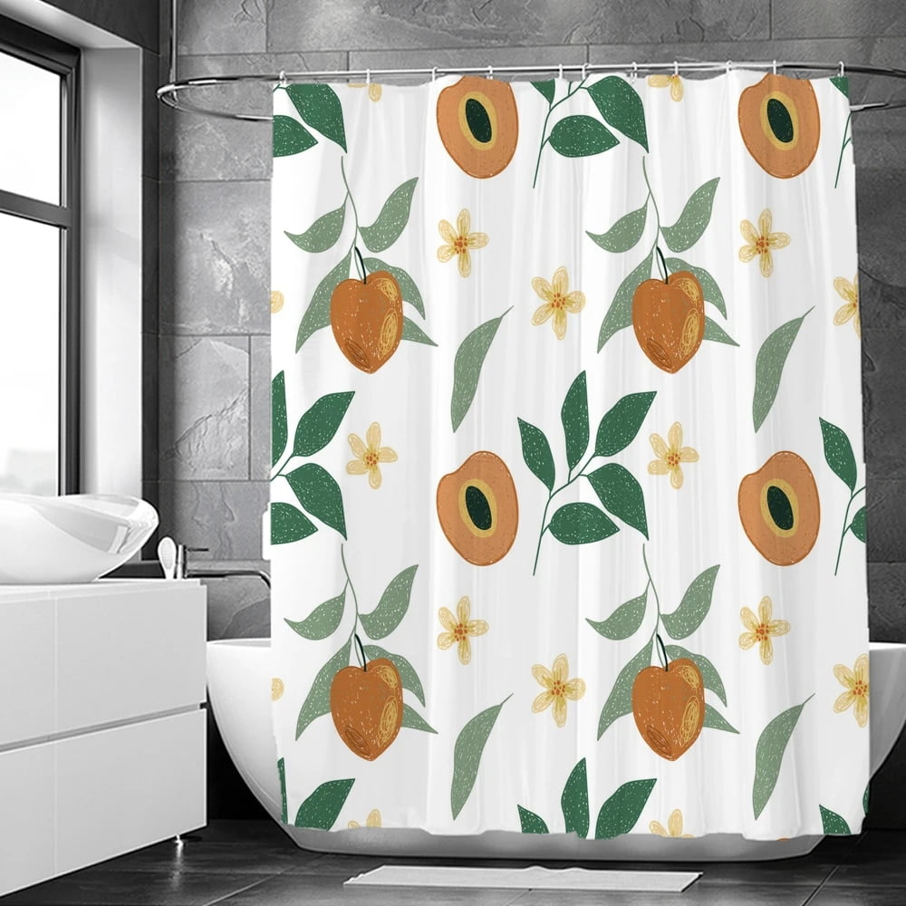 Fruit Shower Curtain Orange Banana Peach Watermelon Pattern Cute Kids ...
