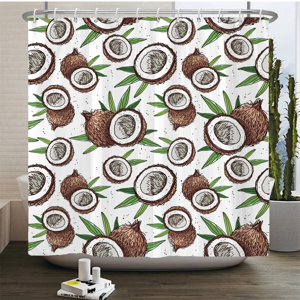 Fruit Shower Curtain Orange Banana Peach Watermelon Pattern Cute Kids ...