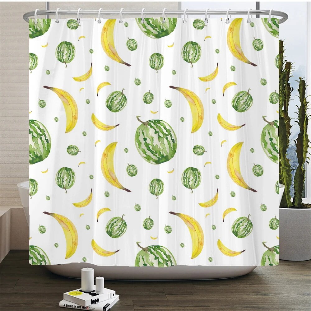 Fruit Shower Curtain Orange Banana Peach Watermelon Pattern Cute Kids ...