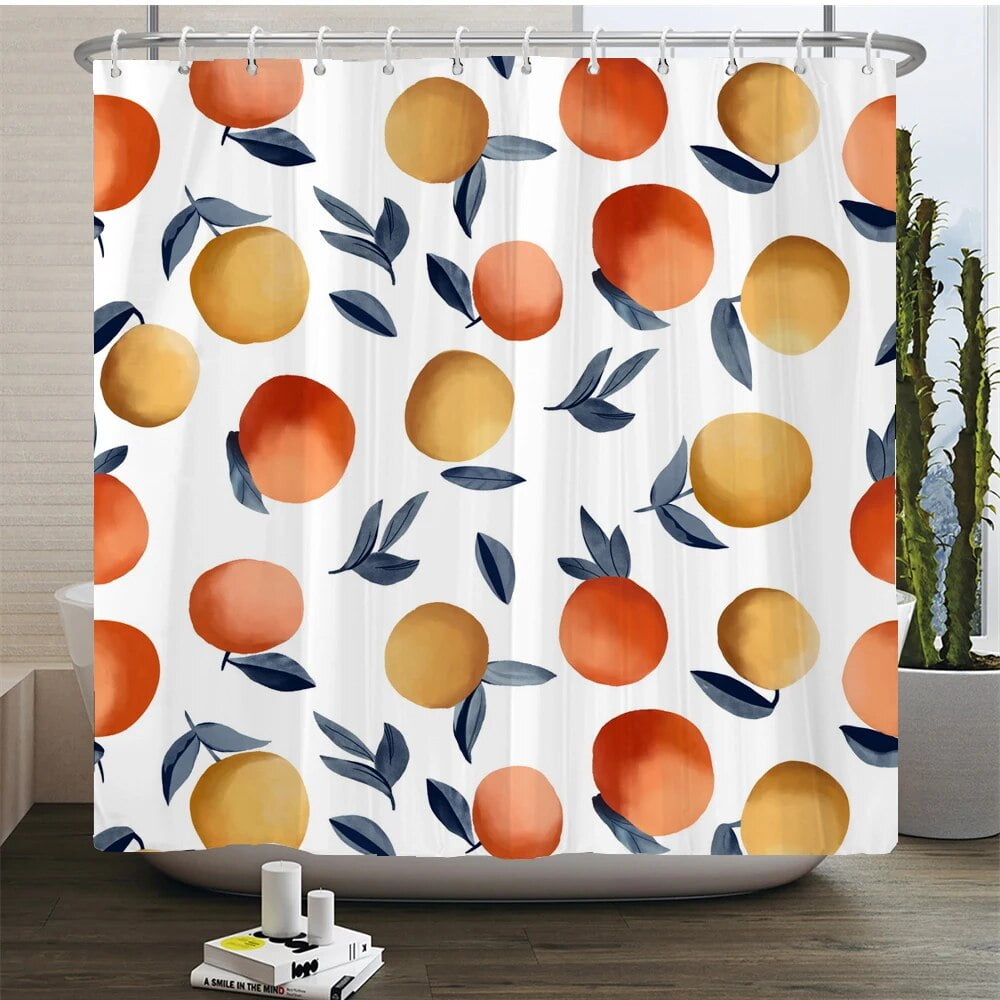 Fruit Shower Curtain Orange Banana Peach Watermelon Pattern Cute Kids ...
