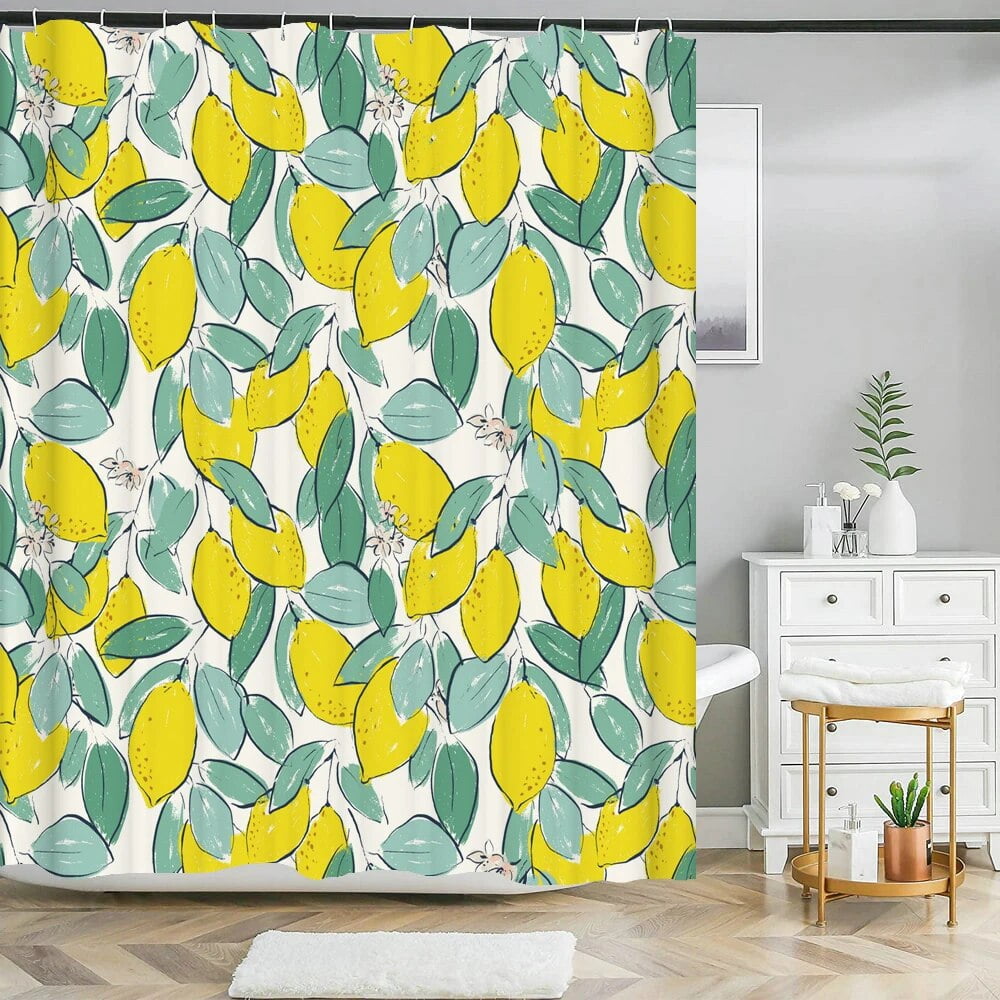 Fruit Shower Curtain Orange Banana Peach Watermelon Pattern Cute Kids ...