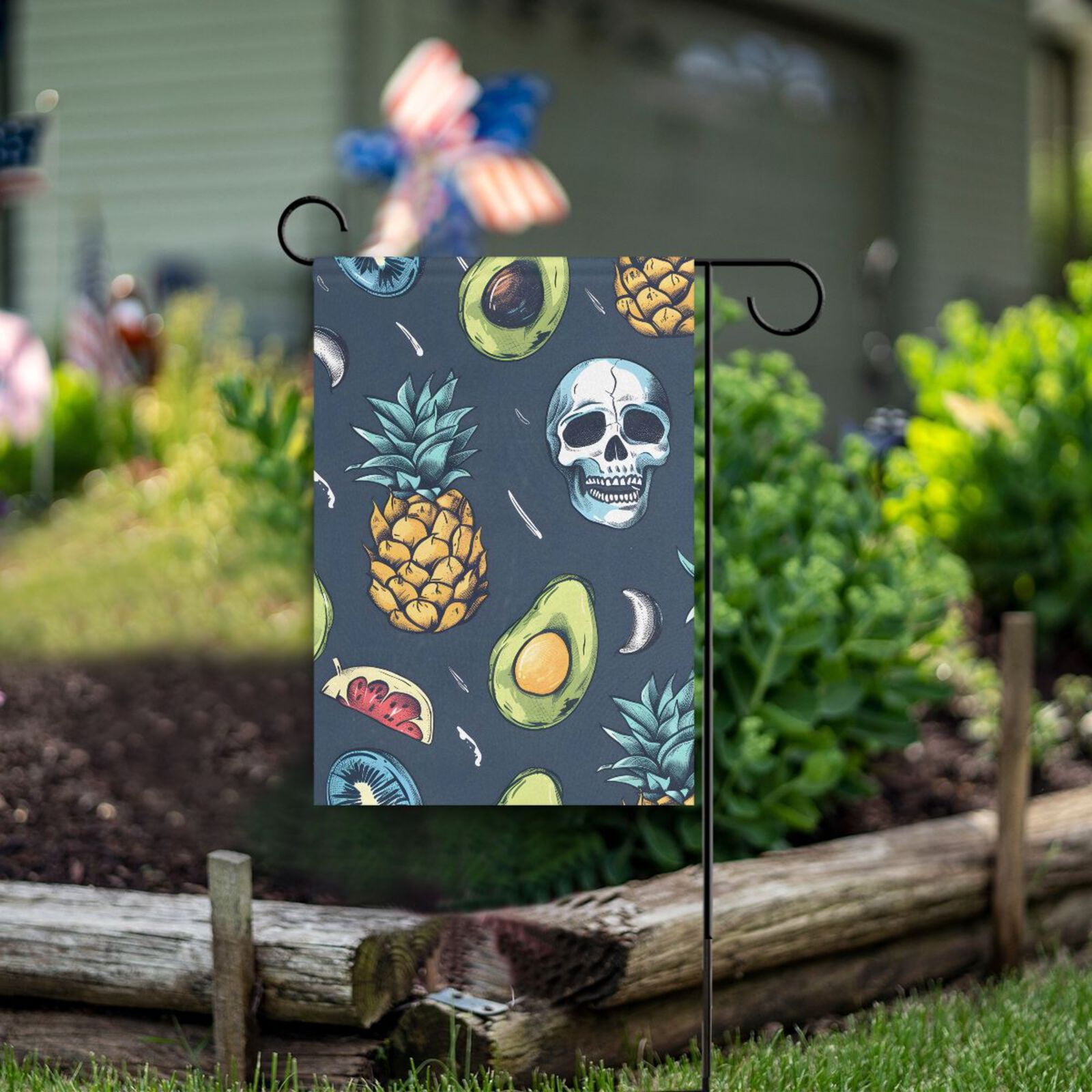 Fruit Skeleton Garden Flag Double Sided Outdoor Banners for Courtyard ...