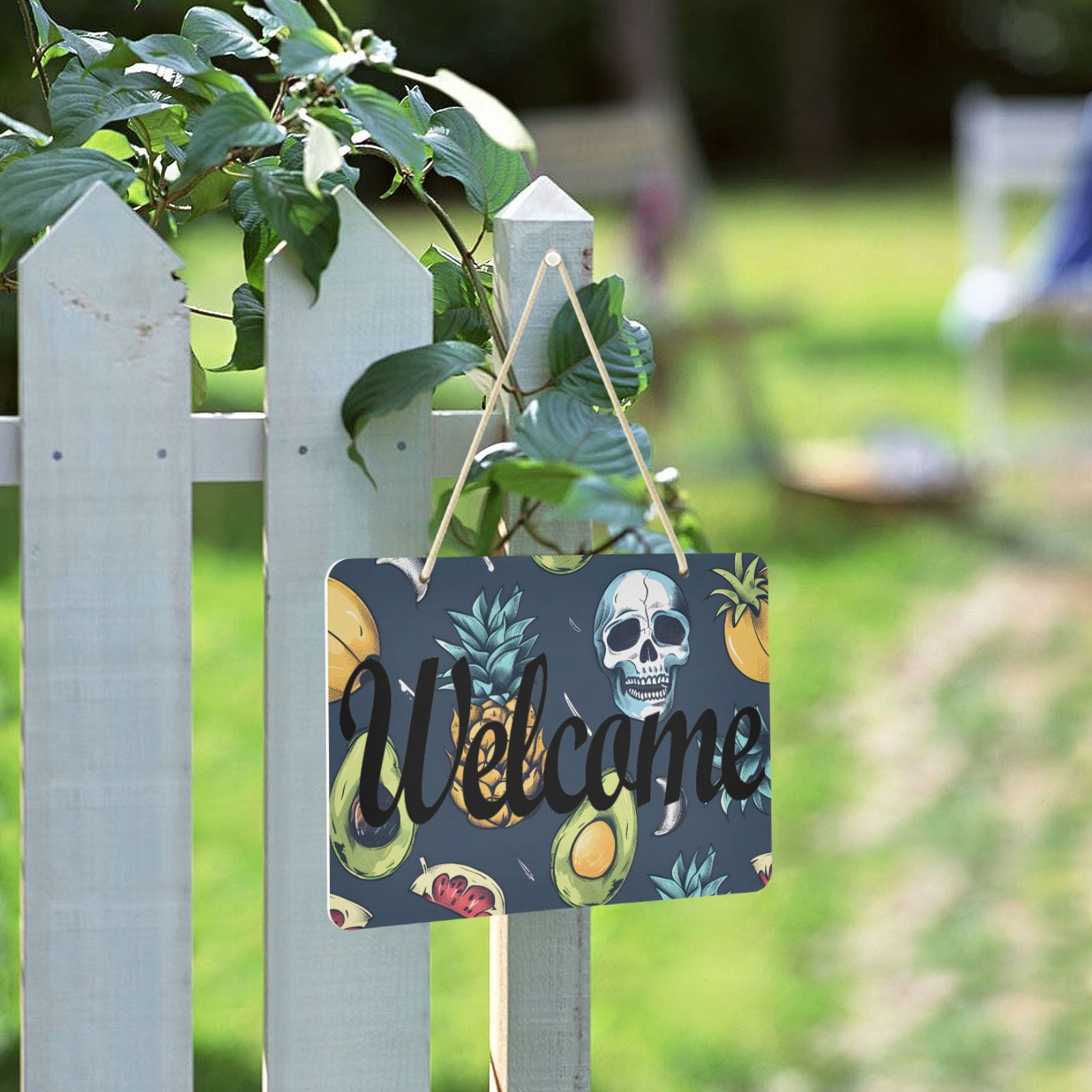 Fruit Skeleton Welcome Sign for Front Door Porch Wreath Door Sign Home ...