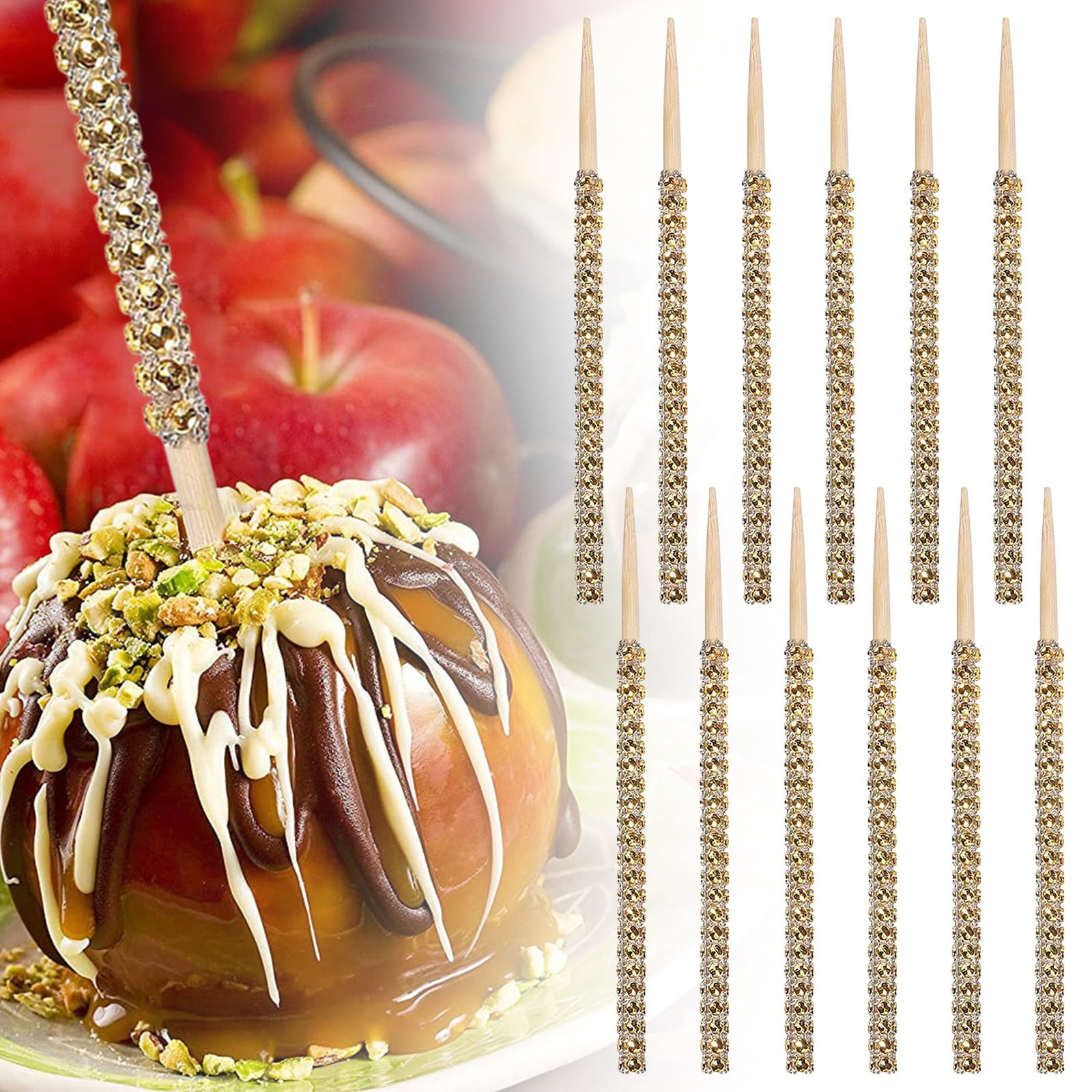 Fruit Skewers Basdi 12-Pack Caramel Stick & Skewer Set - Mesh Wrapped ...
