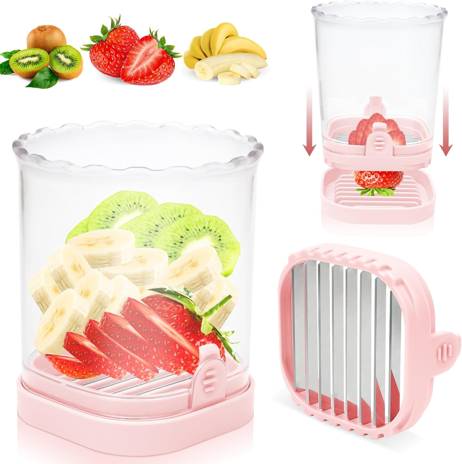 Fruit Slicer Cup, 2024 NEW Strawberry Slicer, Banana Slicer, Grape ...