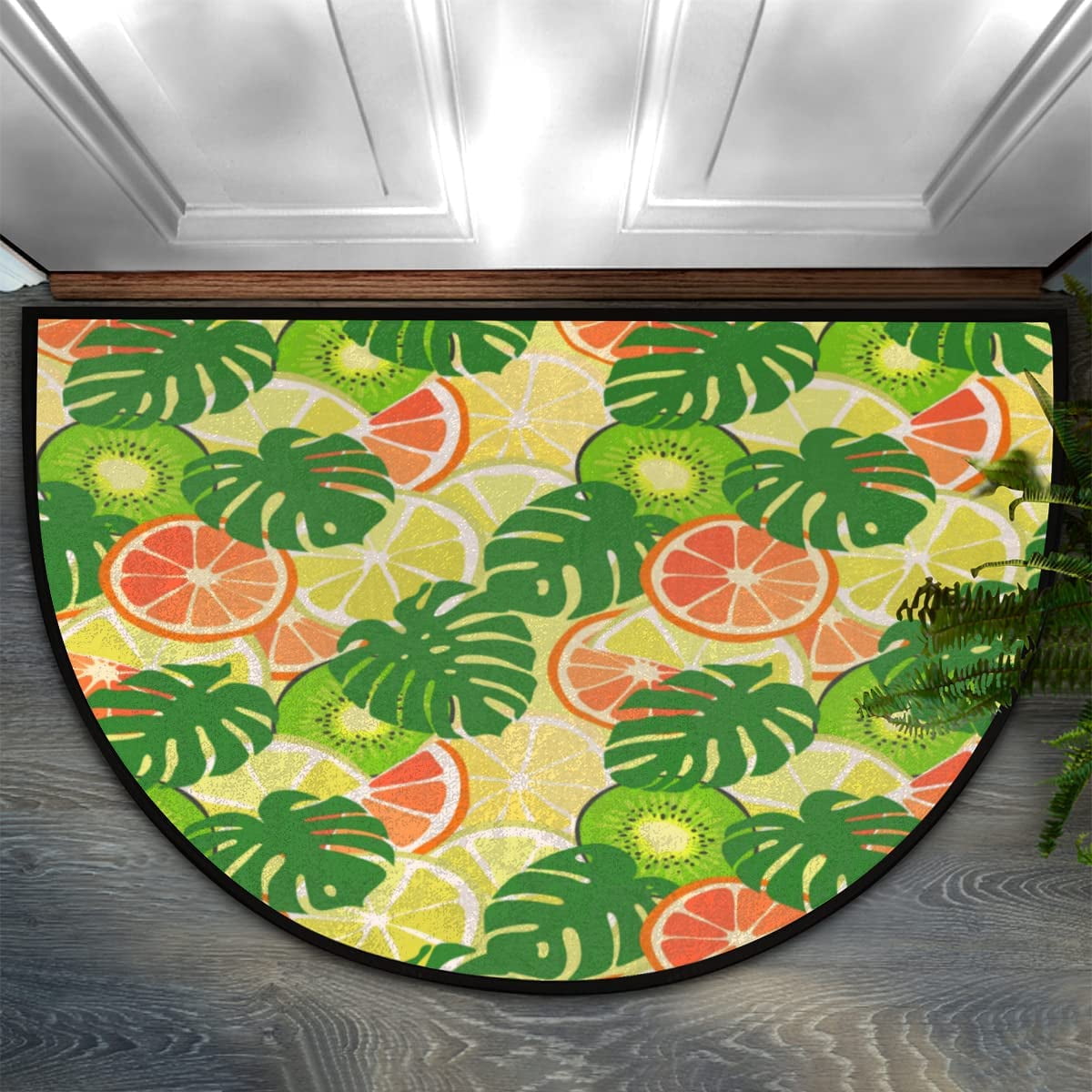 Fruit Slices Pattern Half Round Door Mat Half Circle Area Rug Doormat ...