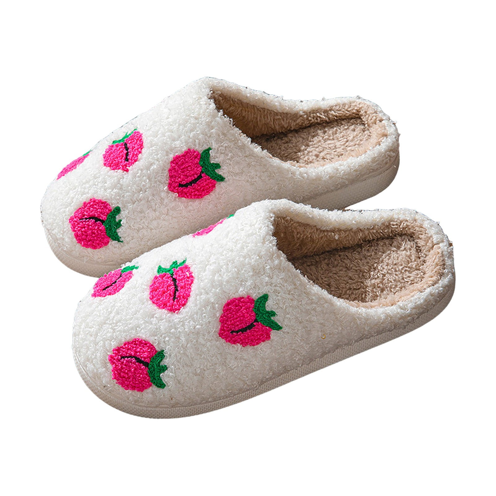 Fruit Slippers for Women Fluffy Strawberry Cherry Cute Memory Foam ...