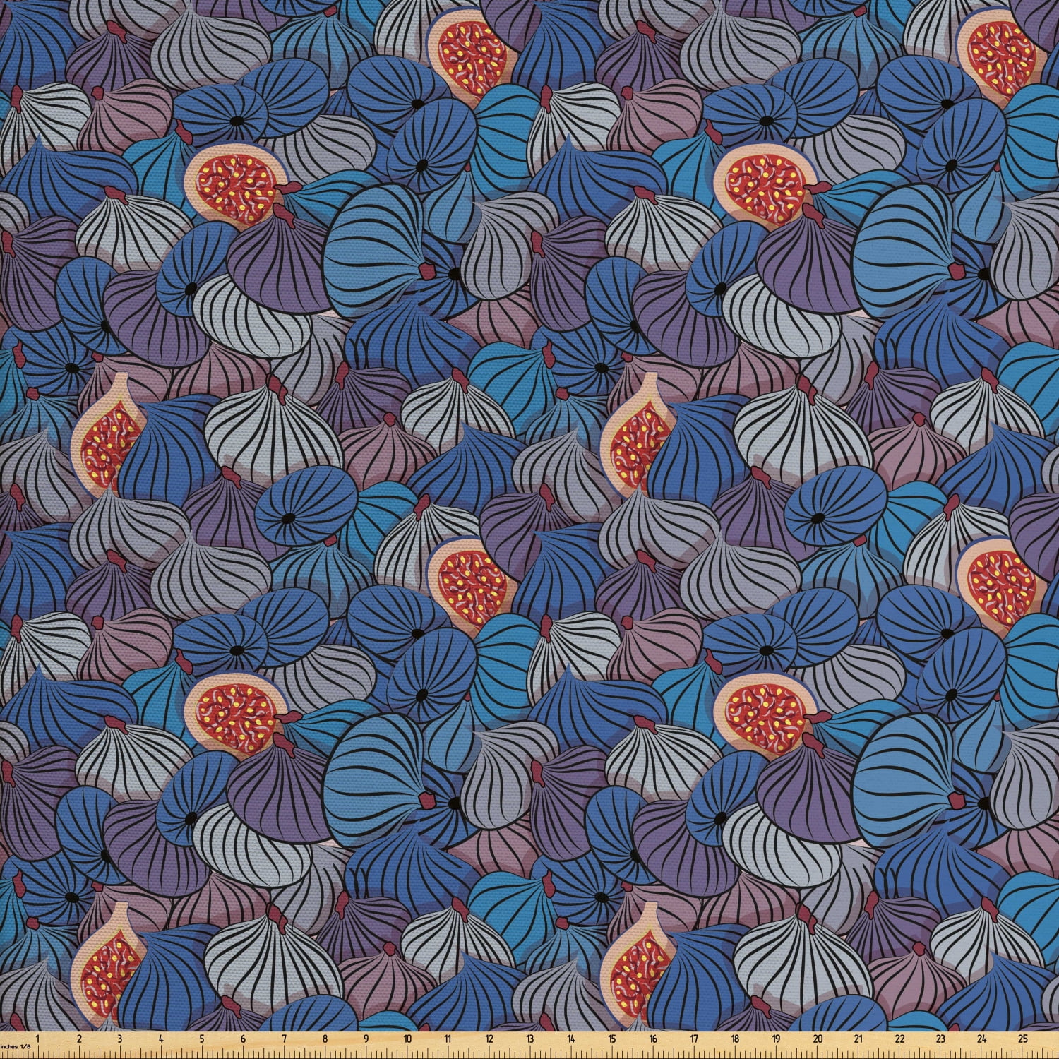 Ambesonne Fruit Fabric by the Yard Upholstery, Fig Fruits Pattern ...