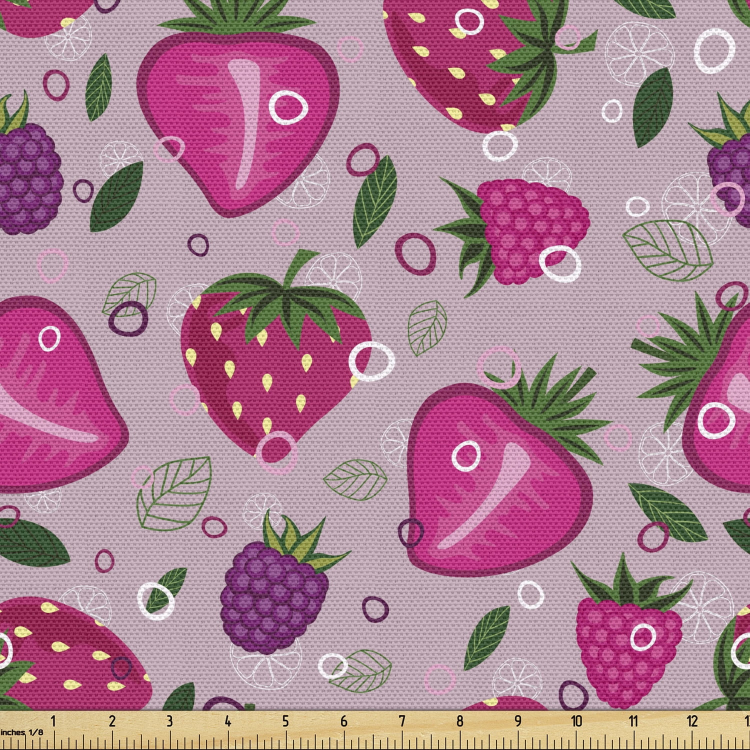 Ambesonne Fruit Fabric by the Yard Upholstery, Strawberries and ...