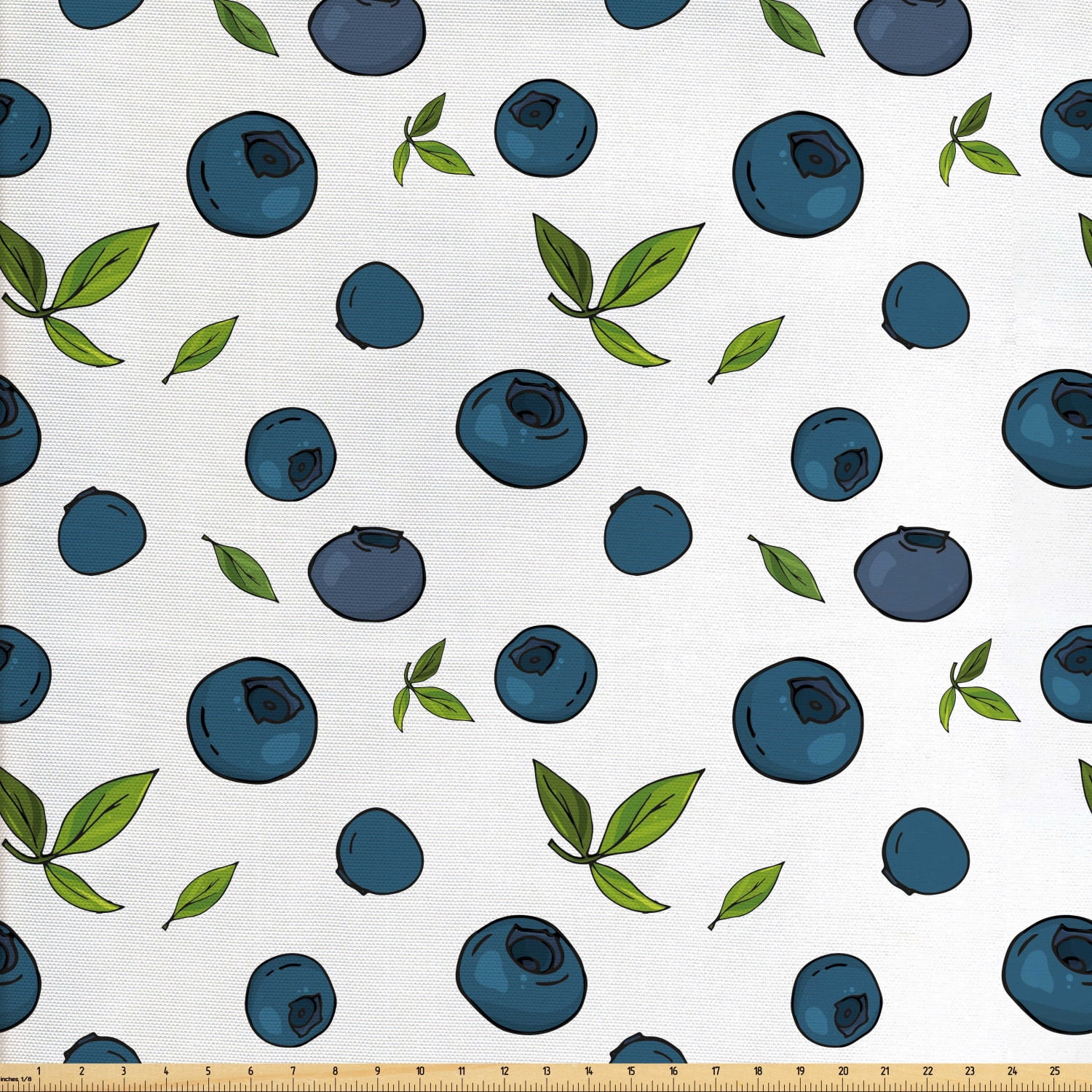 Fruit Sofa Upholstery Fabric by the Yard, Rhythmic Blueberries on Plain ...