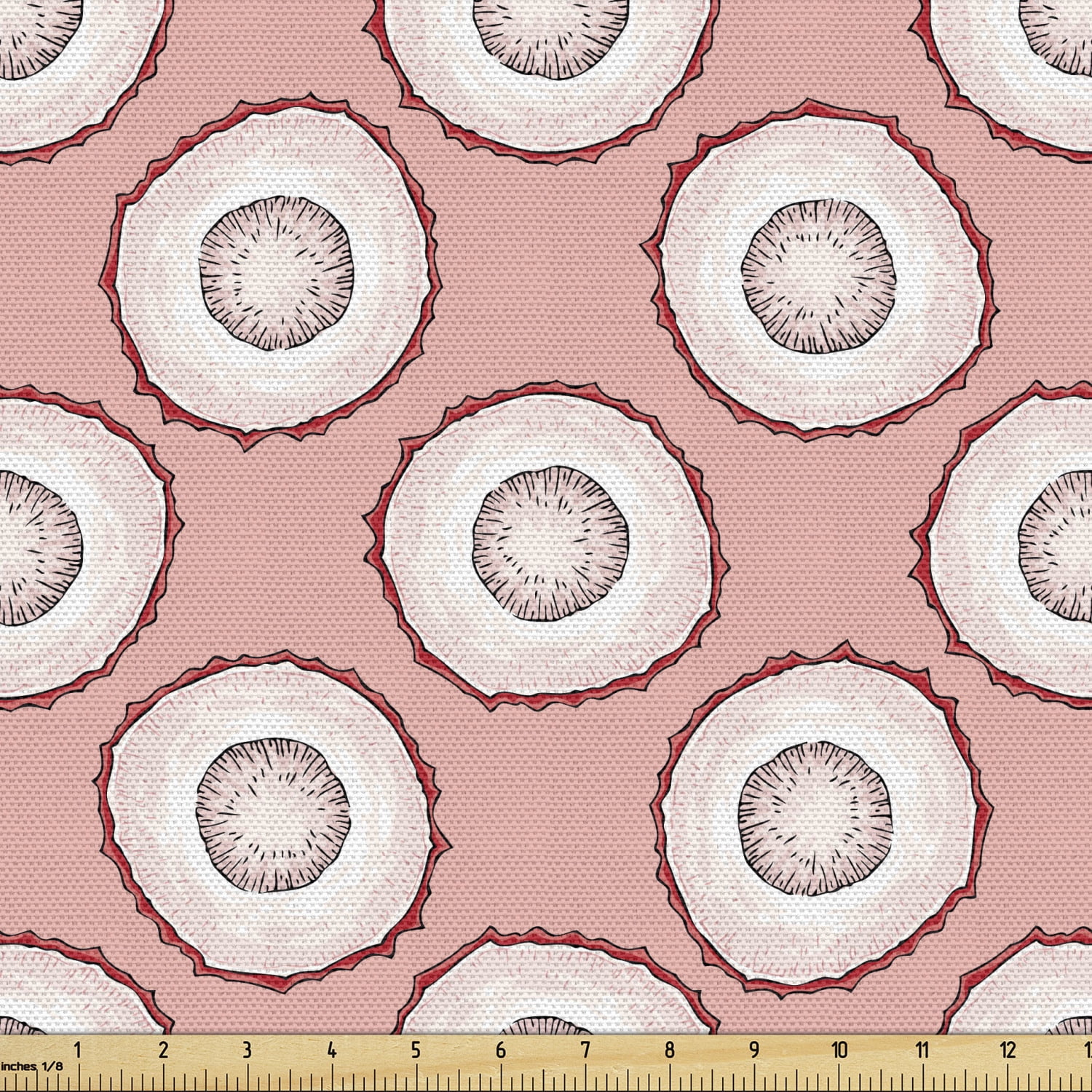 Ambesonne Fruit Fabric by the Yard Upholstery, Sliced Lychee Pop Art ...