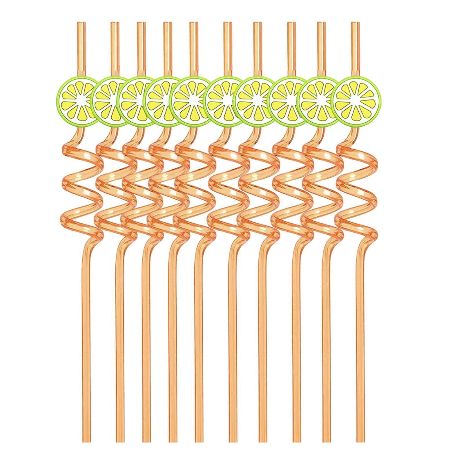 Fruit Spiral Straws Decorative Sticker Set – 12-Piece, Assorted Colors ...