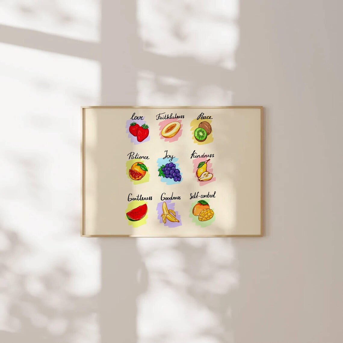 Fruit Of The Spirit Art Print Horizontal Kirchen Print Retro Christian ...