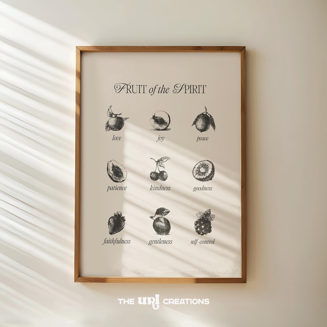 Fruit Of The Spirit Christian Wall Art, Vintage Bible Sketch Poster ...