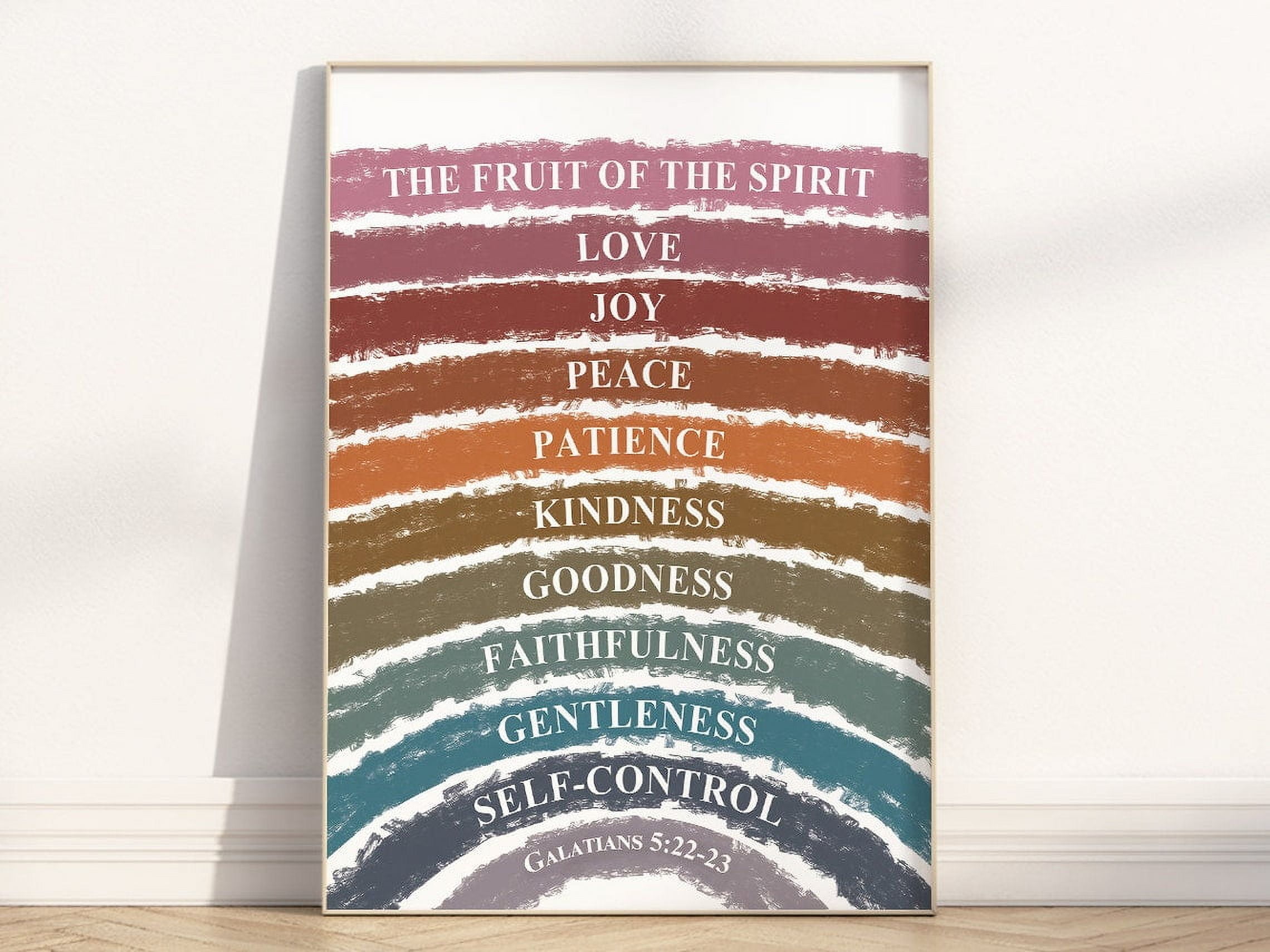 Fruit Of The Spirit Kids Boho Rainbow Bible Verse Wall Art, Galatians 5 ...