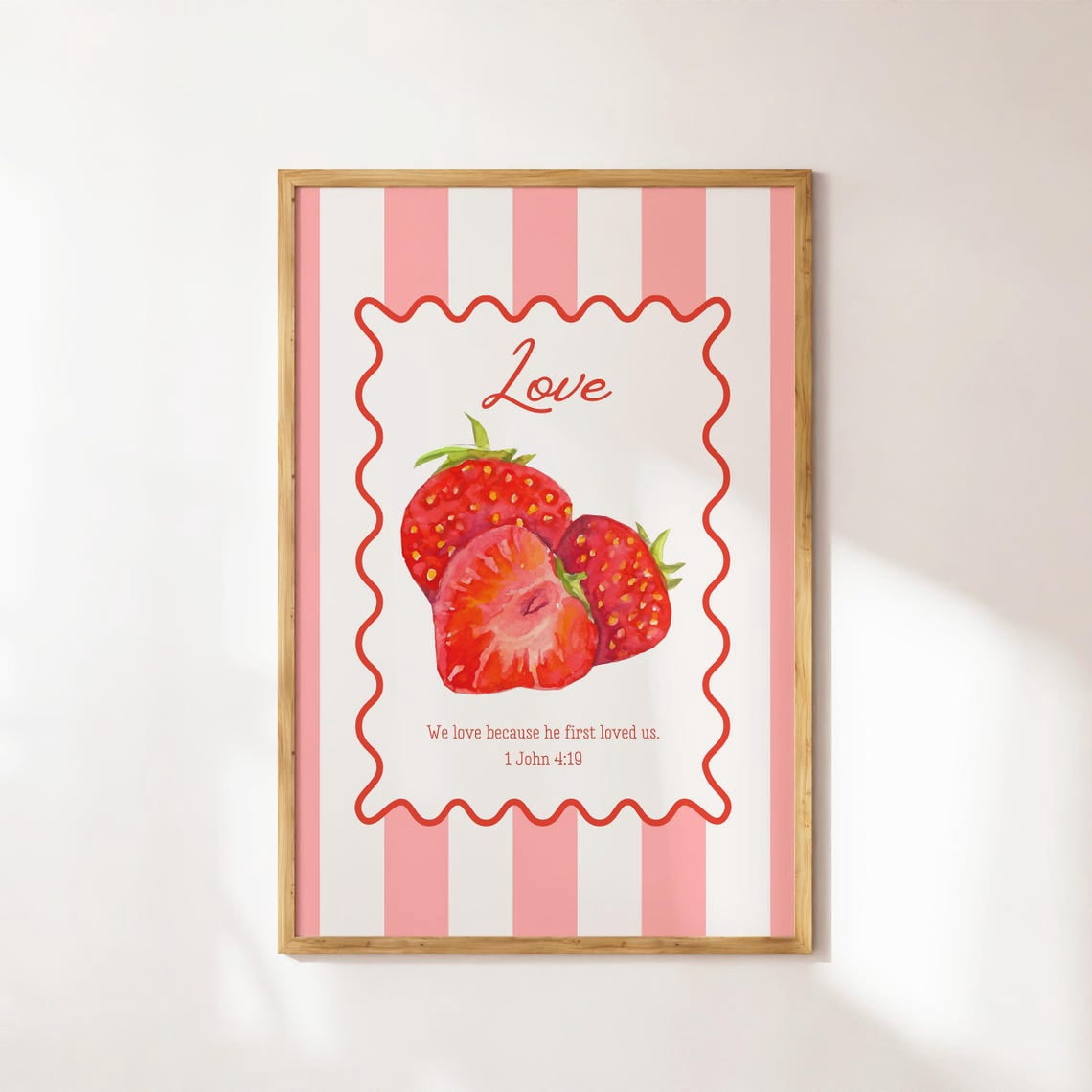 Fruit Of The Spirit Print, Strawberry Poster, Christian Wall Art, Bible ...