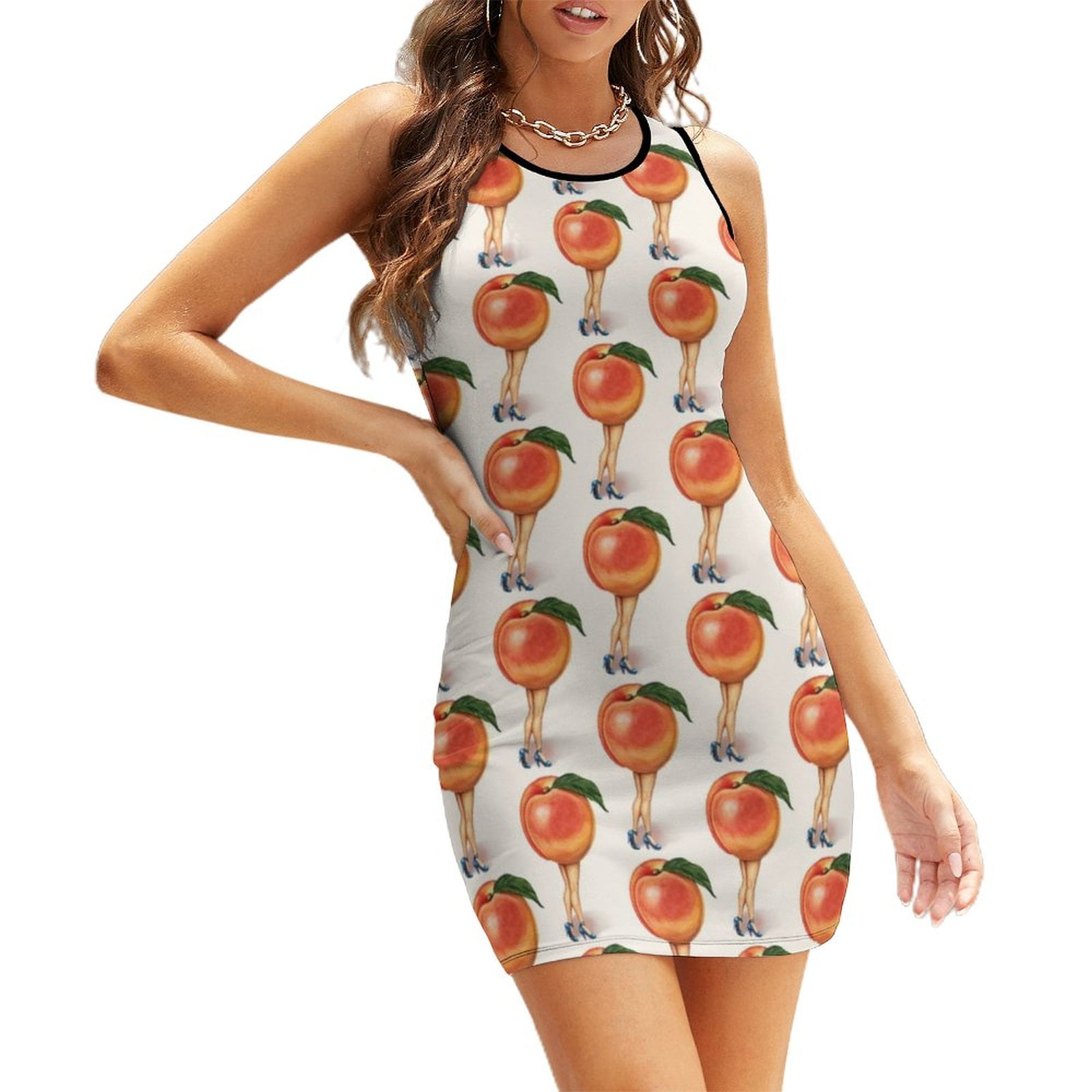 Fruit Stand-Peach Girl Evening Party Dresses Midi Sexy Dress Female ...