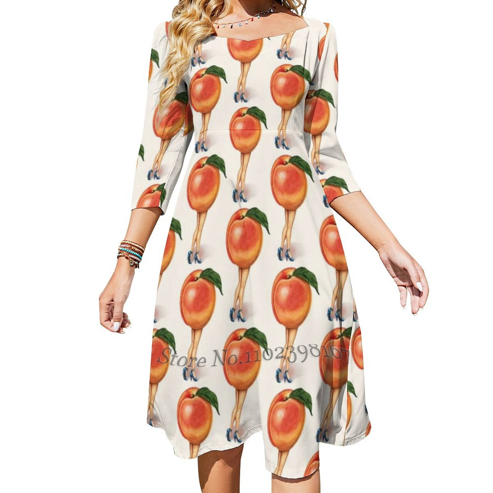 Fruit Stand-Peach Girl Evening Party Dresses Midi Sexy Dress Female ...