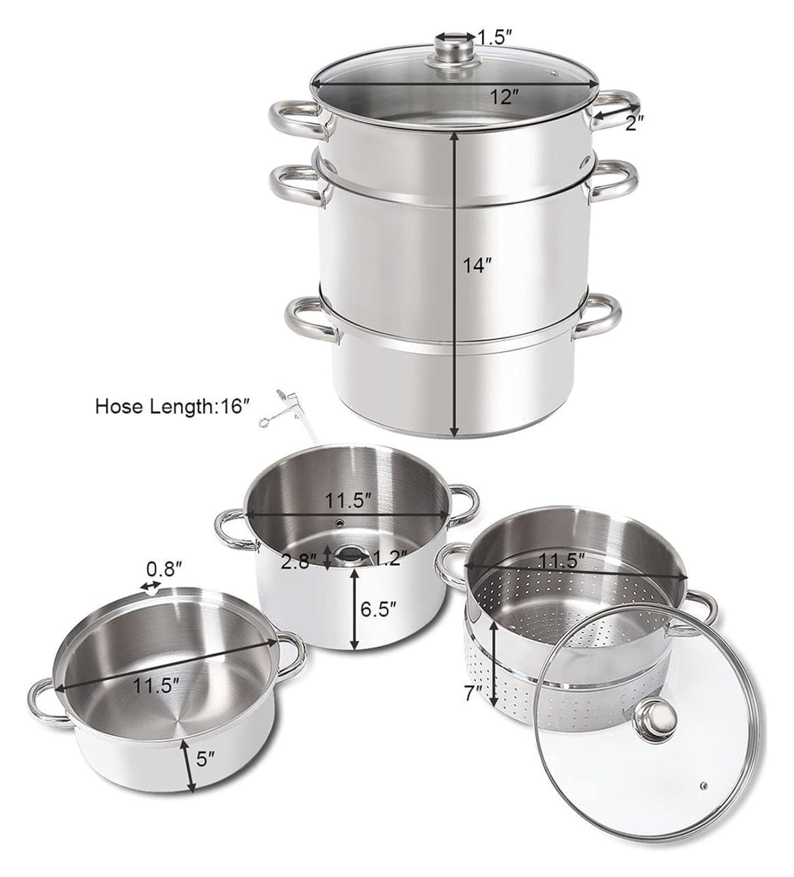 Fruit Steam Juicer Stainless Steel Steamer, Vegetables Steamer Pot 11 ...