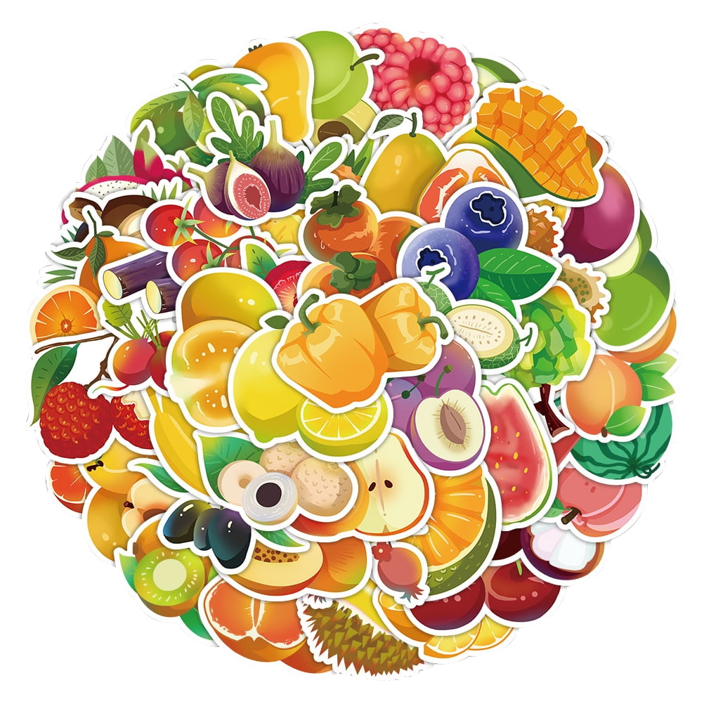 Fruit Stickers 60 Pcs Fruits Decals DIY Scrapbook Not Repeating Water ...