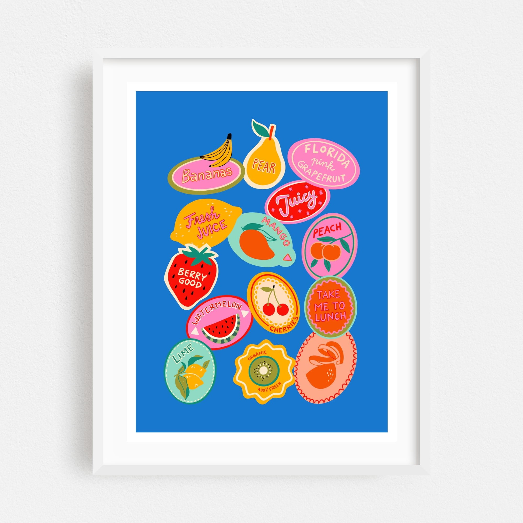 Fruit Stickers - Digital Art Fruit Illustration Pop Art Kitchen Decor ...