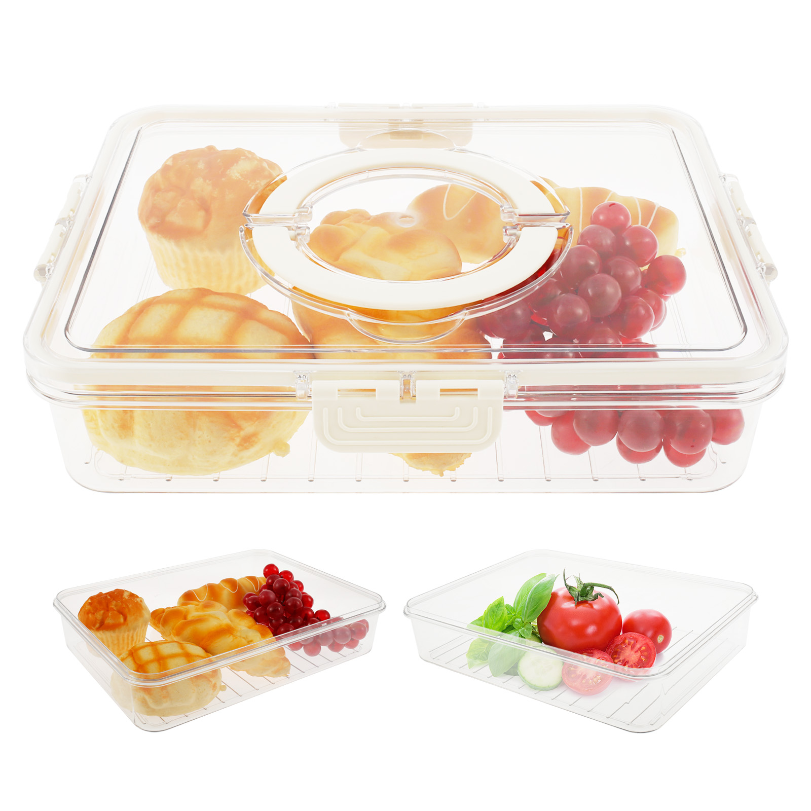 Fruit Storage Container with with Lid and Handle Stackable Refrigerator ...