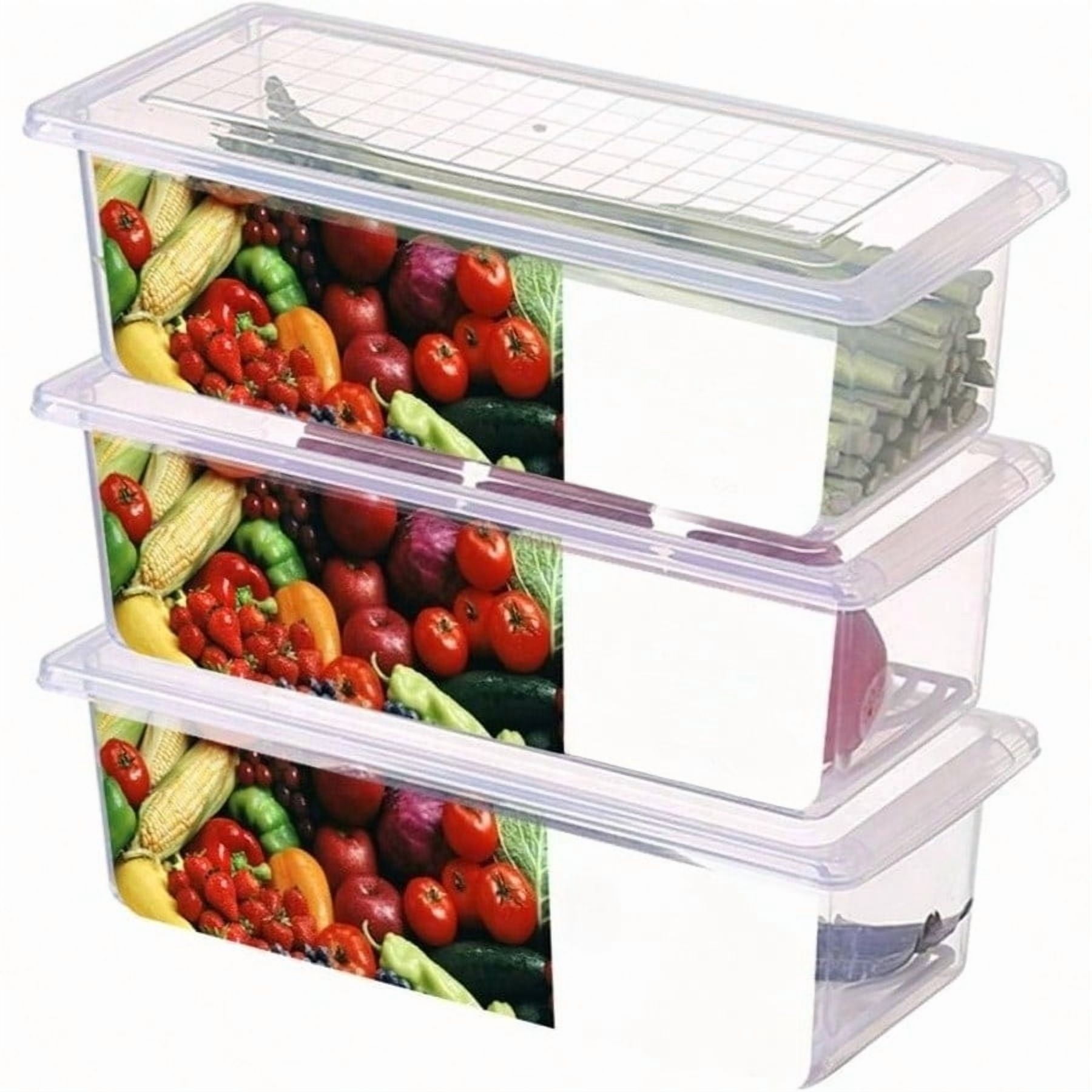 Fruit Storage Containers Fridge 3 Pack - 1.5L Produce Saver Containers ...