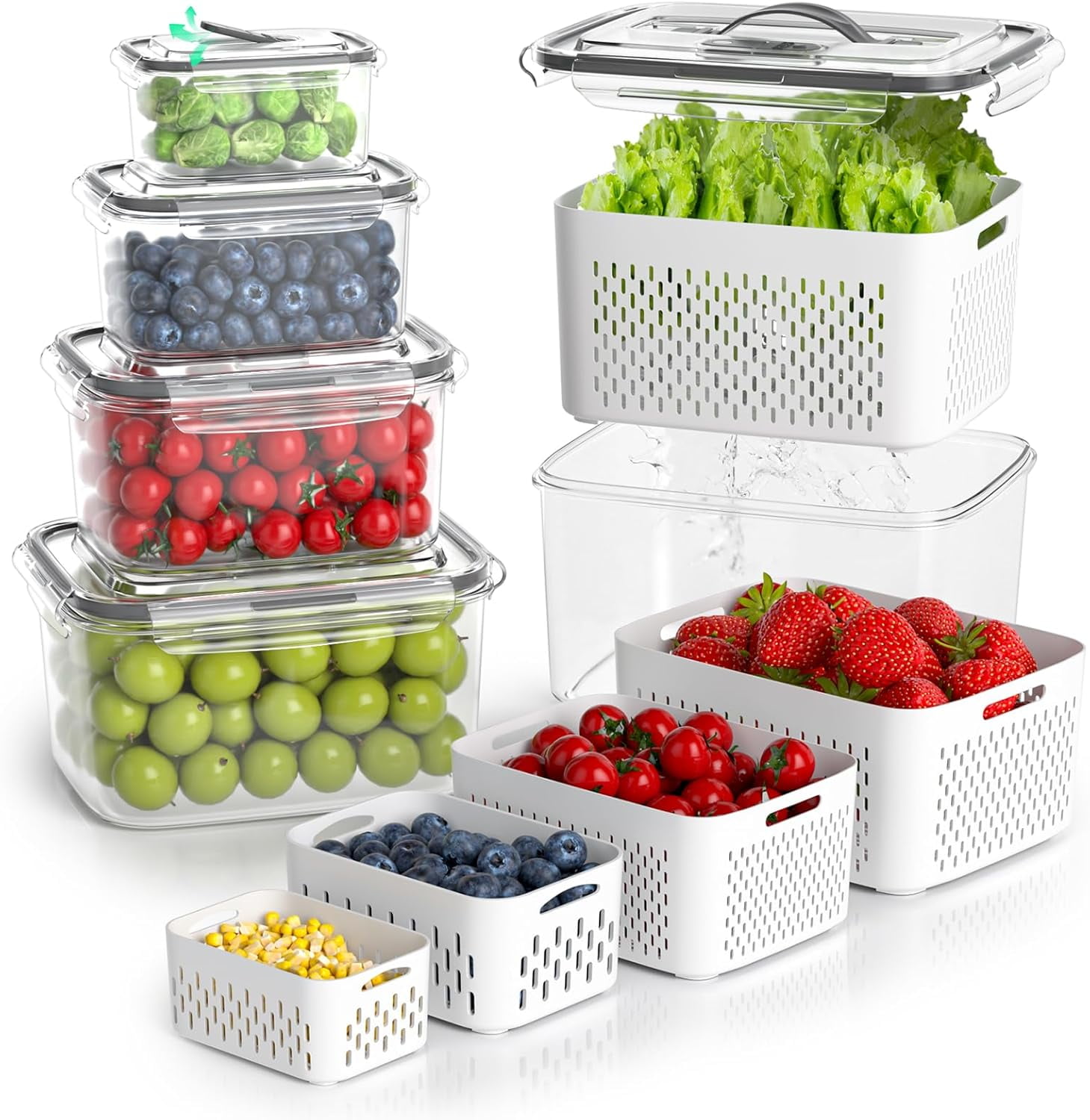 Fruit Storage Containers for Fridge - 5 Size Berry Containers for ...