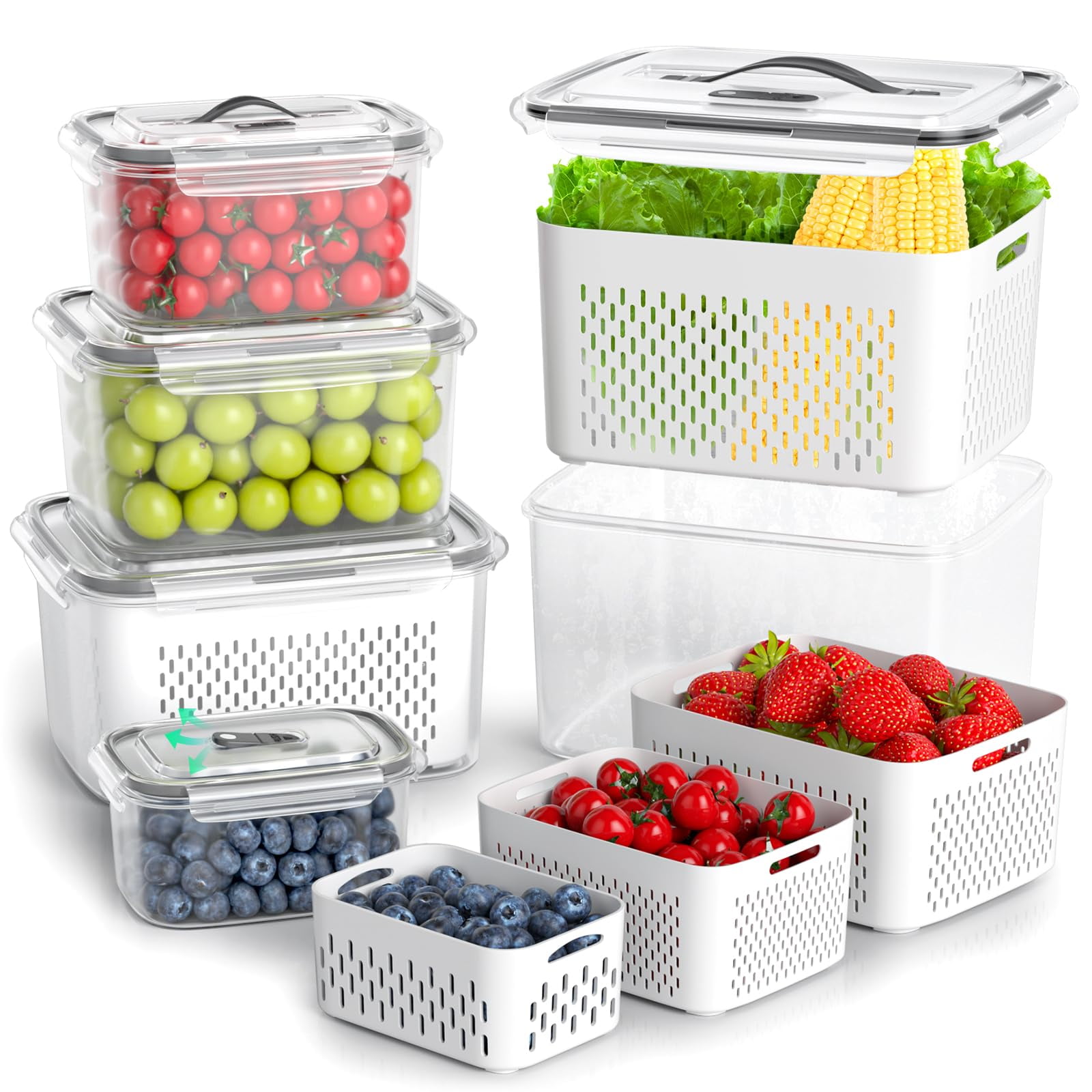 Fruit Storage Containers for Fridge - 5 Size Food Storage Containers ...