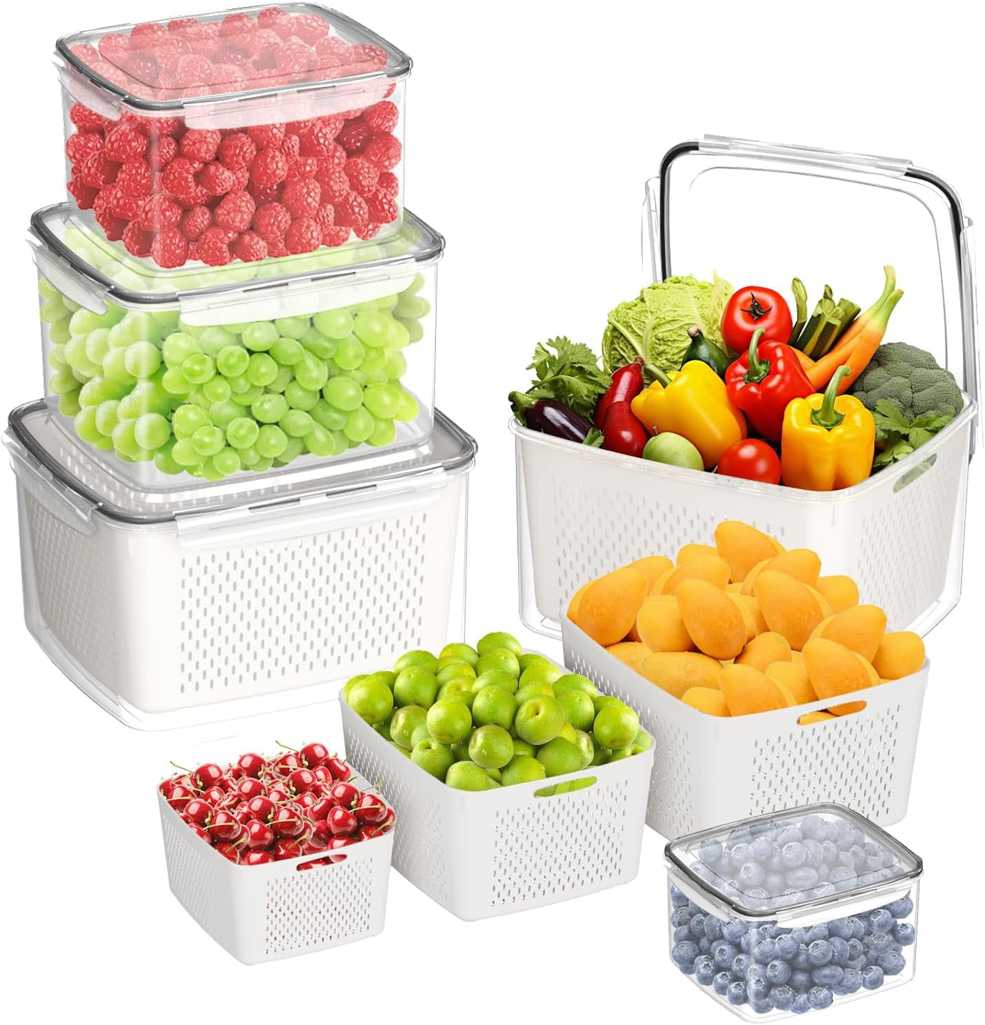 Fruit Storage Containers for Fridge - 5PCS Food Storage Containers with ...