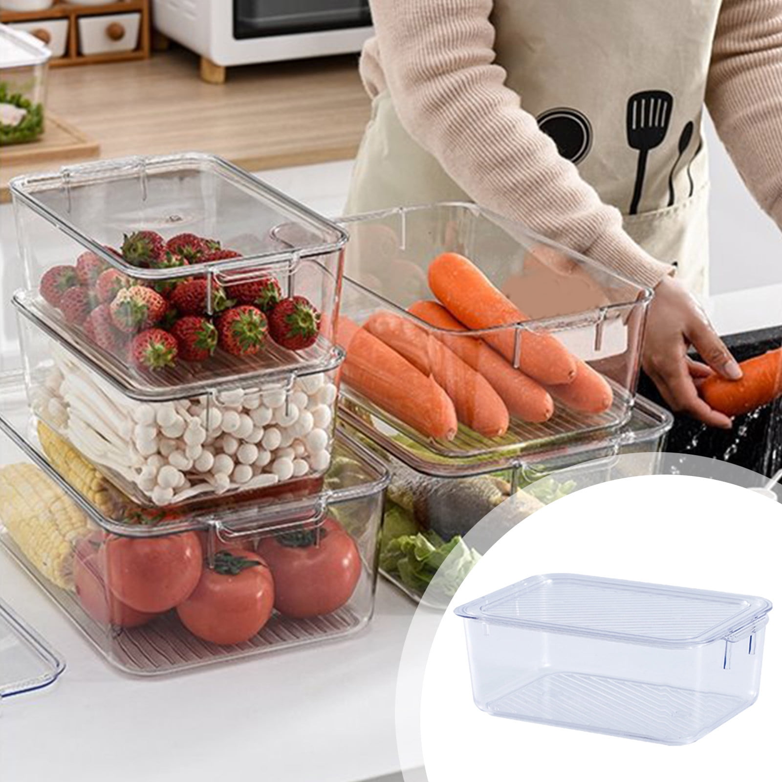 Fruit Storage Containers for Fridge with Lids, Handle and Removable ...
