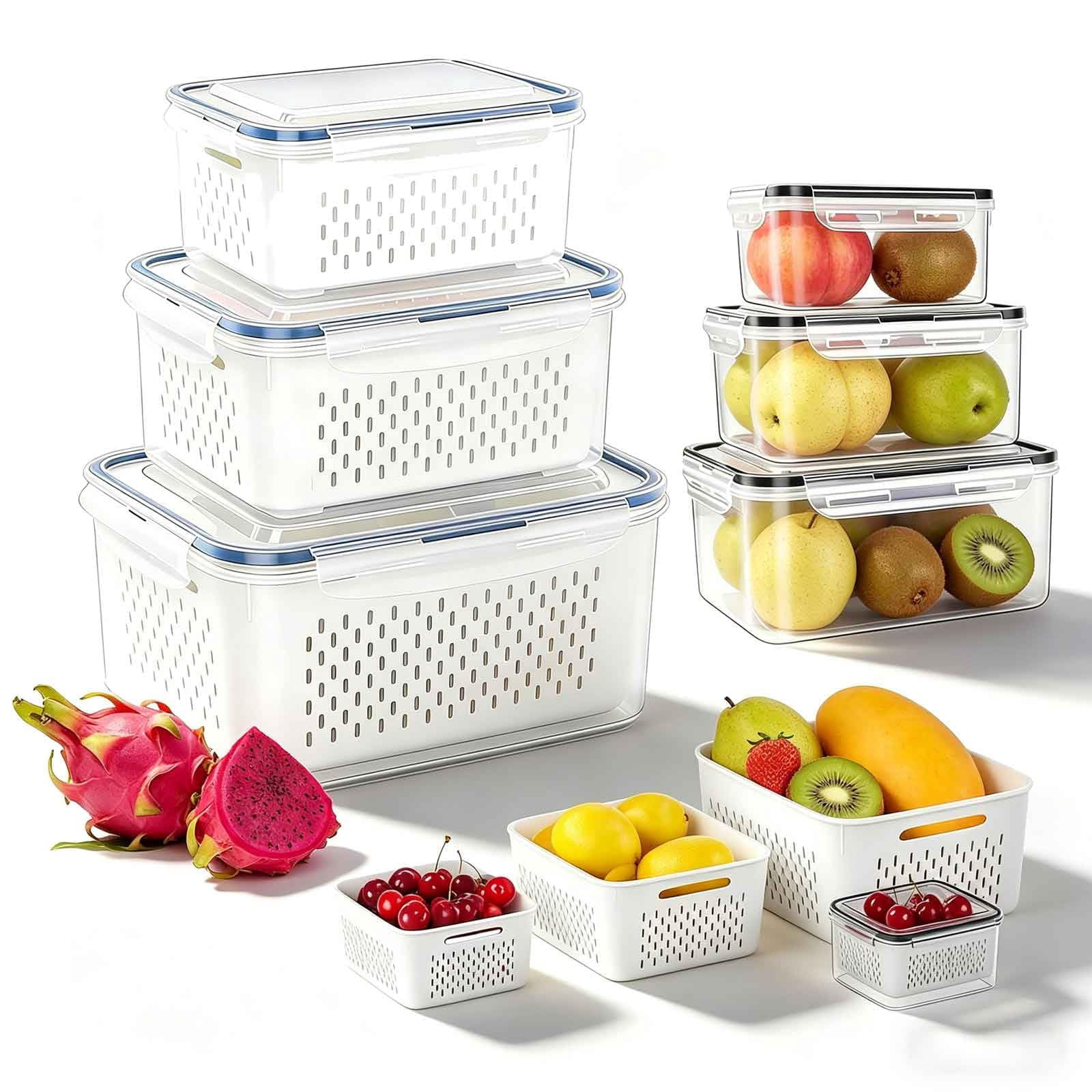 Fruit Storage Containers for Fridge, Refrigerator Produce Saver 3Piece ...