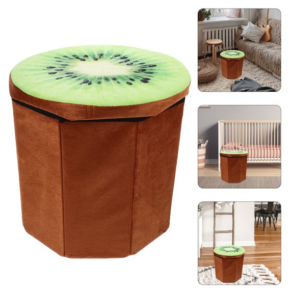 Fruit Storage Stool Ottoman,Tree Stump Stool, Cute Folding Storage Toy ...