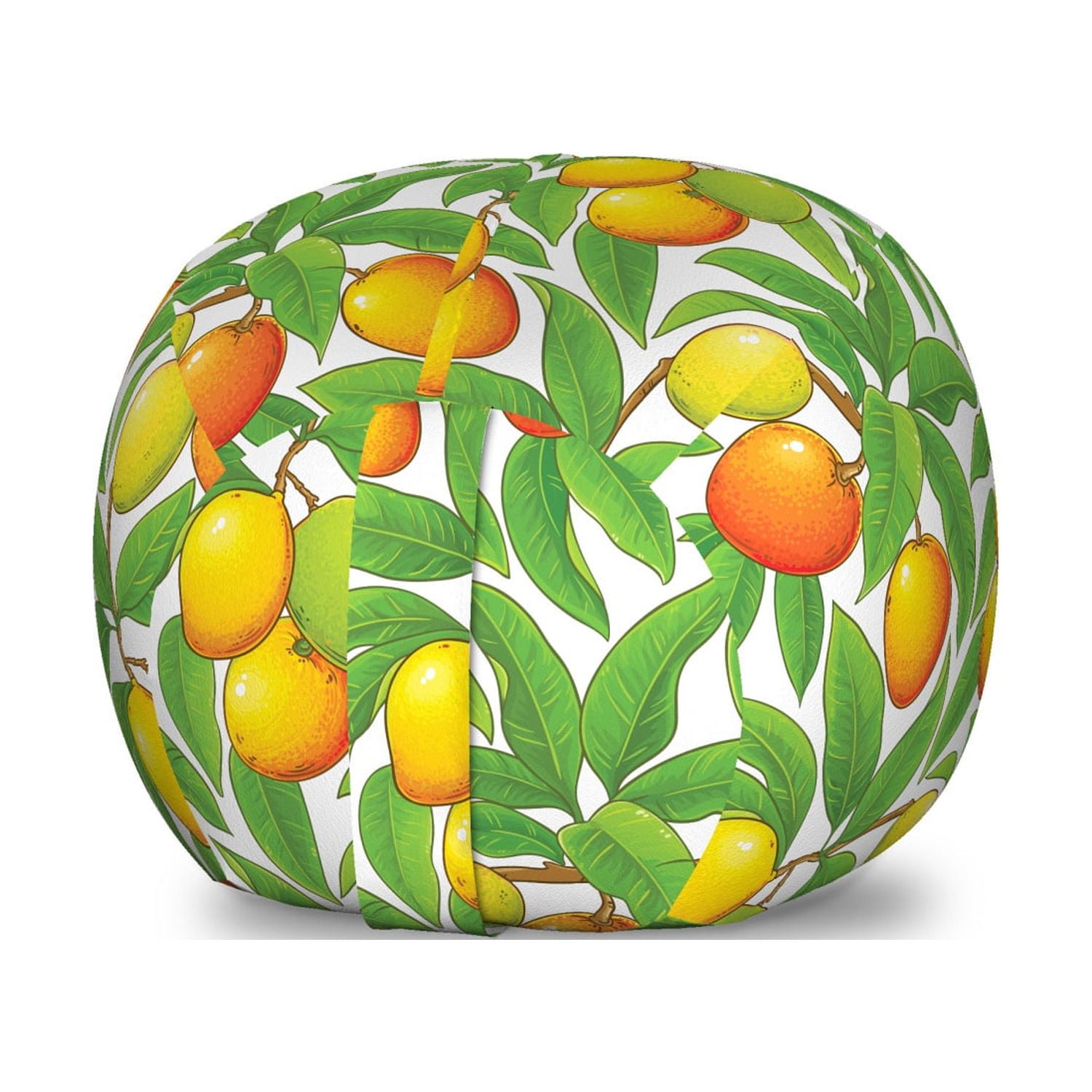 Fruit Storage Toy Bag Chair, Ripe Mango Silhouettes on Leafy Branches ...