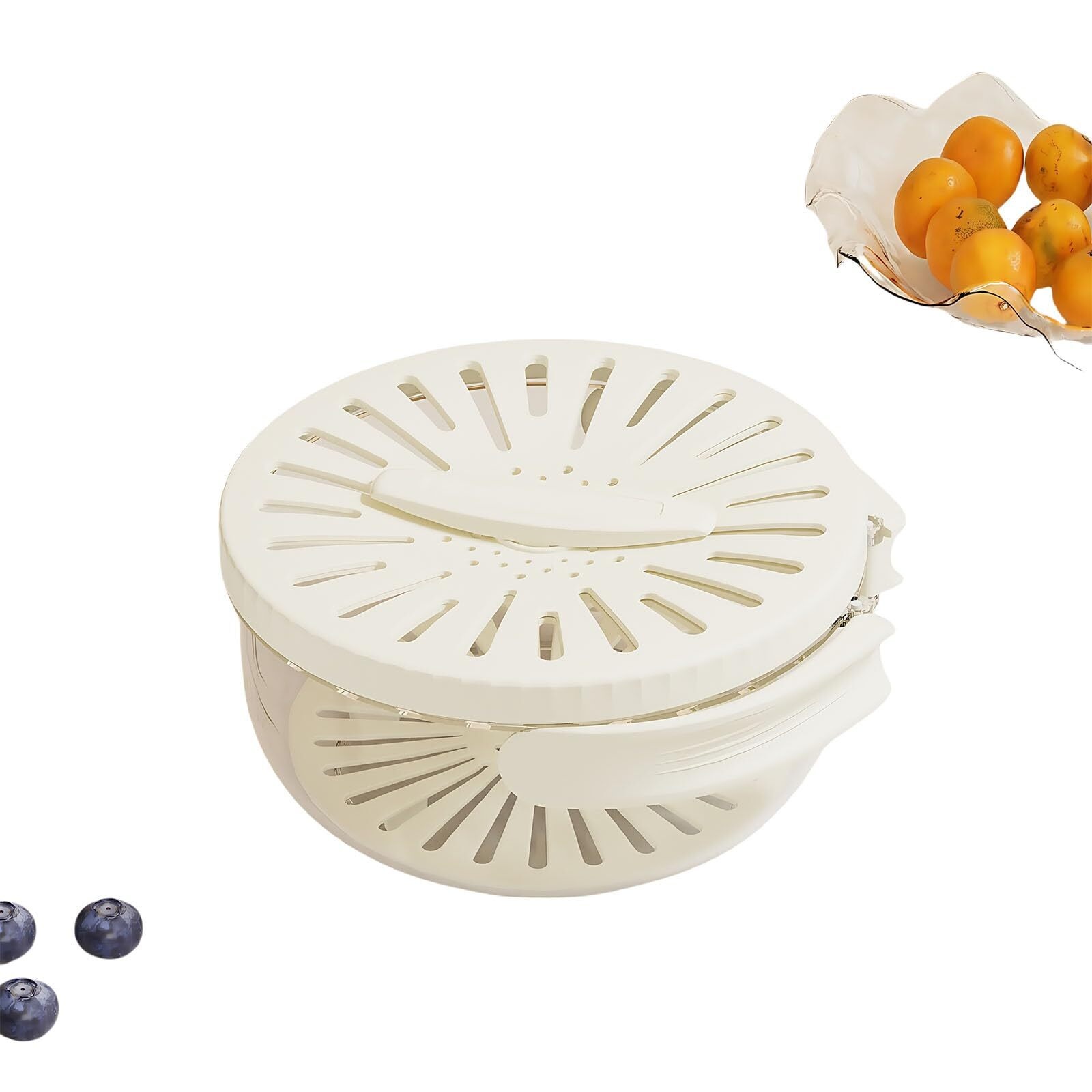 Fruit Strainer, 2in1 Bilayer Collapsible Fruit Washing Bowl with ...