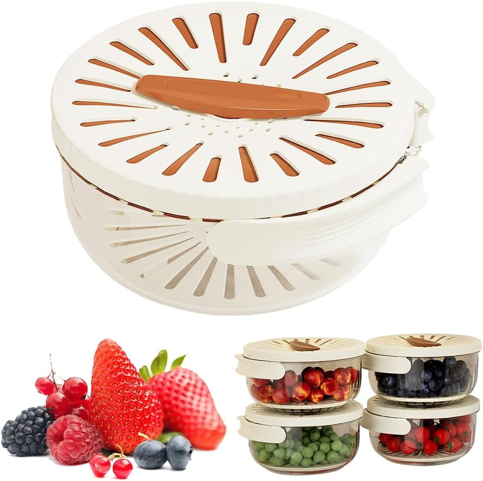 Fruit Strainer Container with Lid,2025 New Multifunctional Fruit and ...