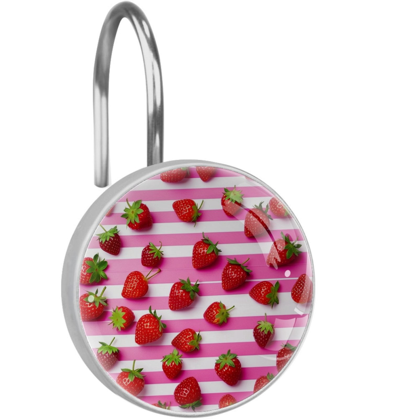 Fruit Strawberries Shower Curtain Hooks Rings, Set of 12 Rust Proof Rod ...