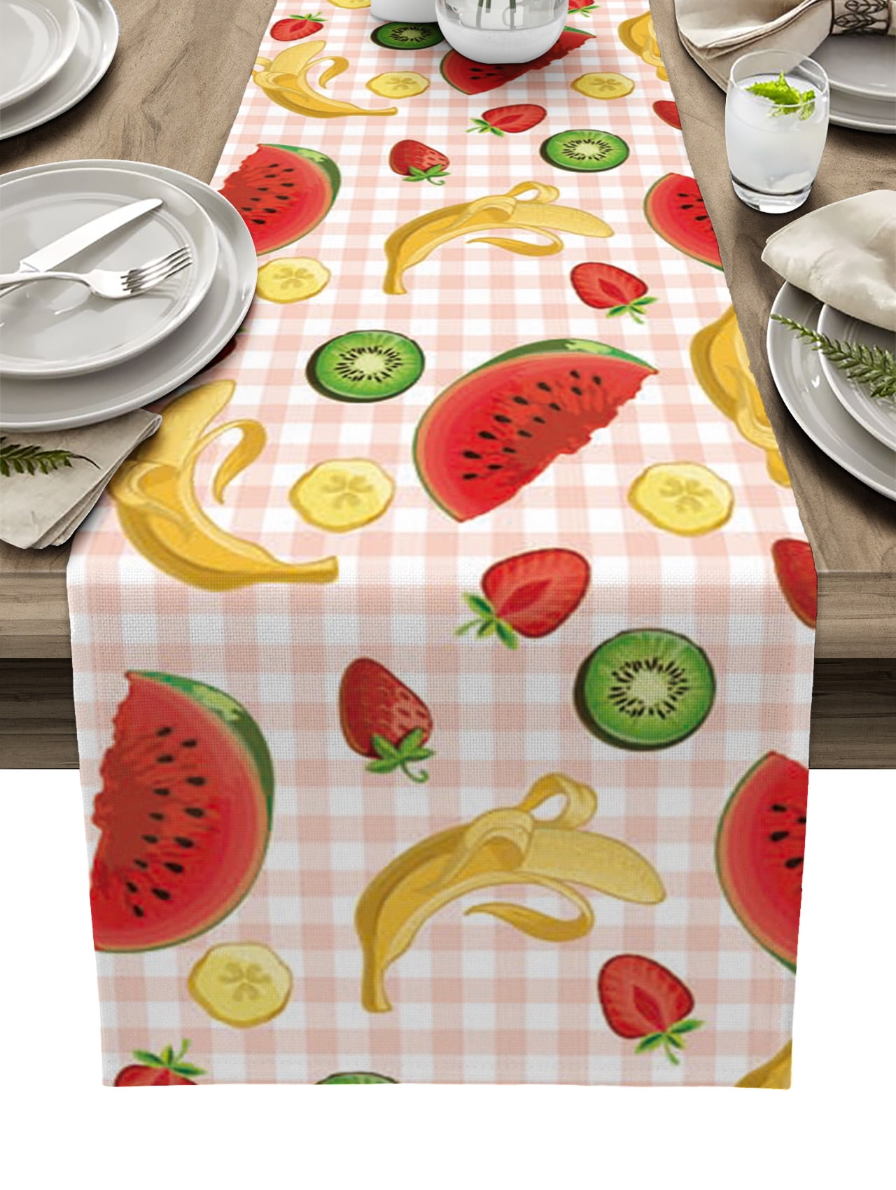 Fruit Strawberry Modern Table Runner for Kitchen Living Table r ...
