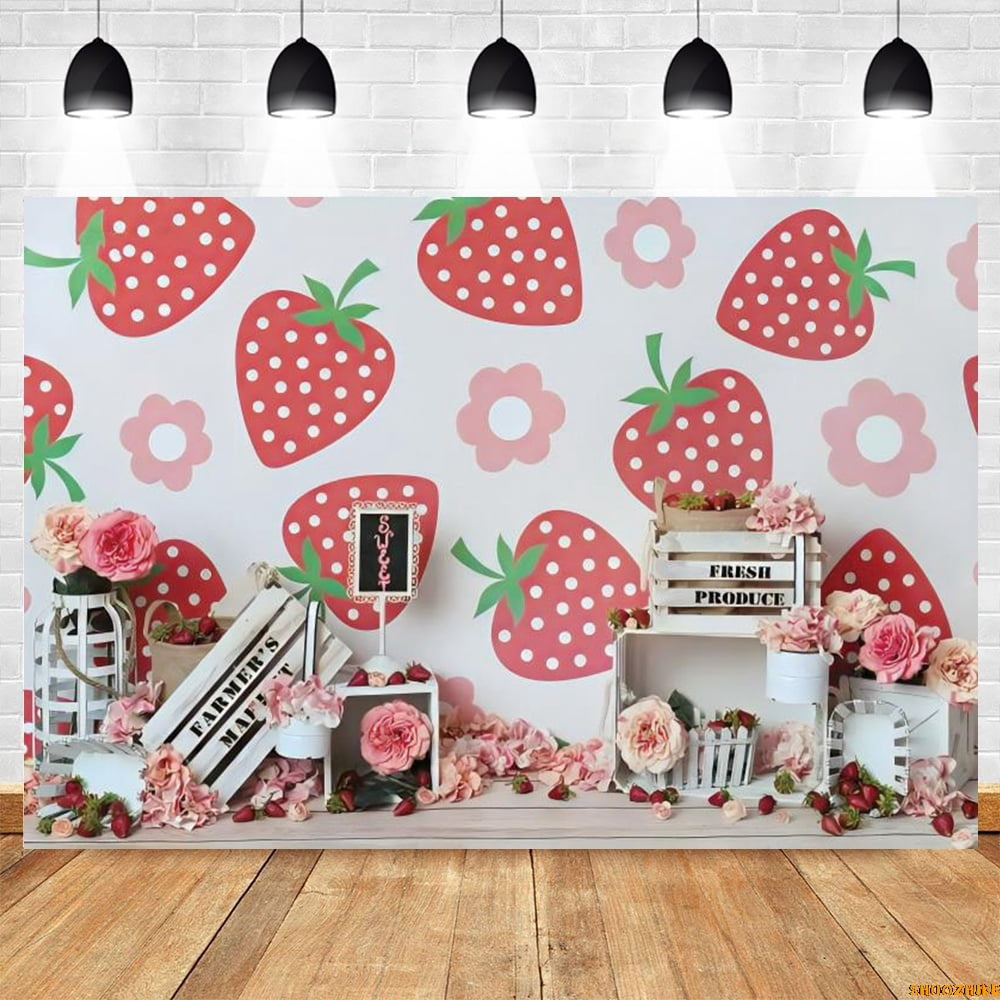 Fruit Strawberry Theme Birthday Party Backdrop Sweet Baby Shower Kids ...